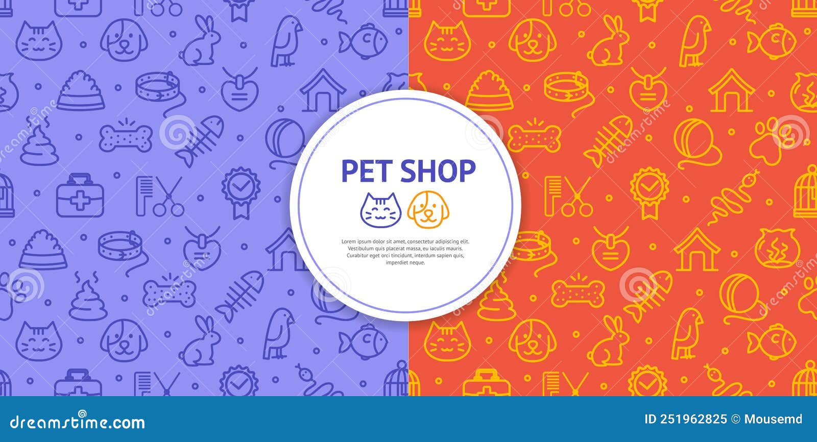 Pet Shop Signs Seamless Pattern Background. Vector Stock Vector ...
