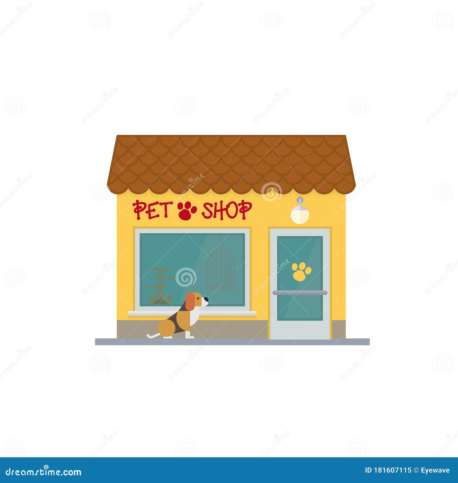 Pet Shop Storefront Flat Design Isolated Vector Illustration Stock ...