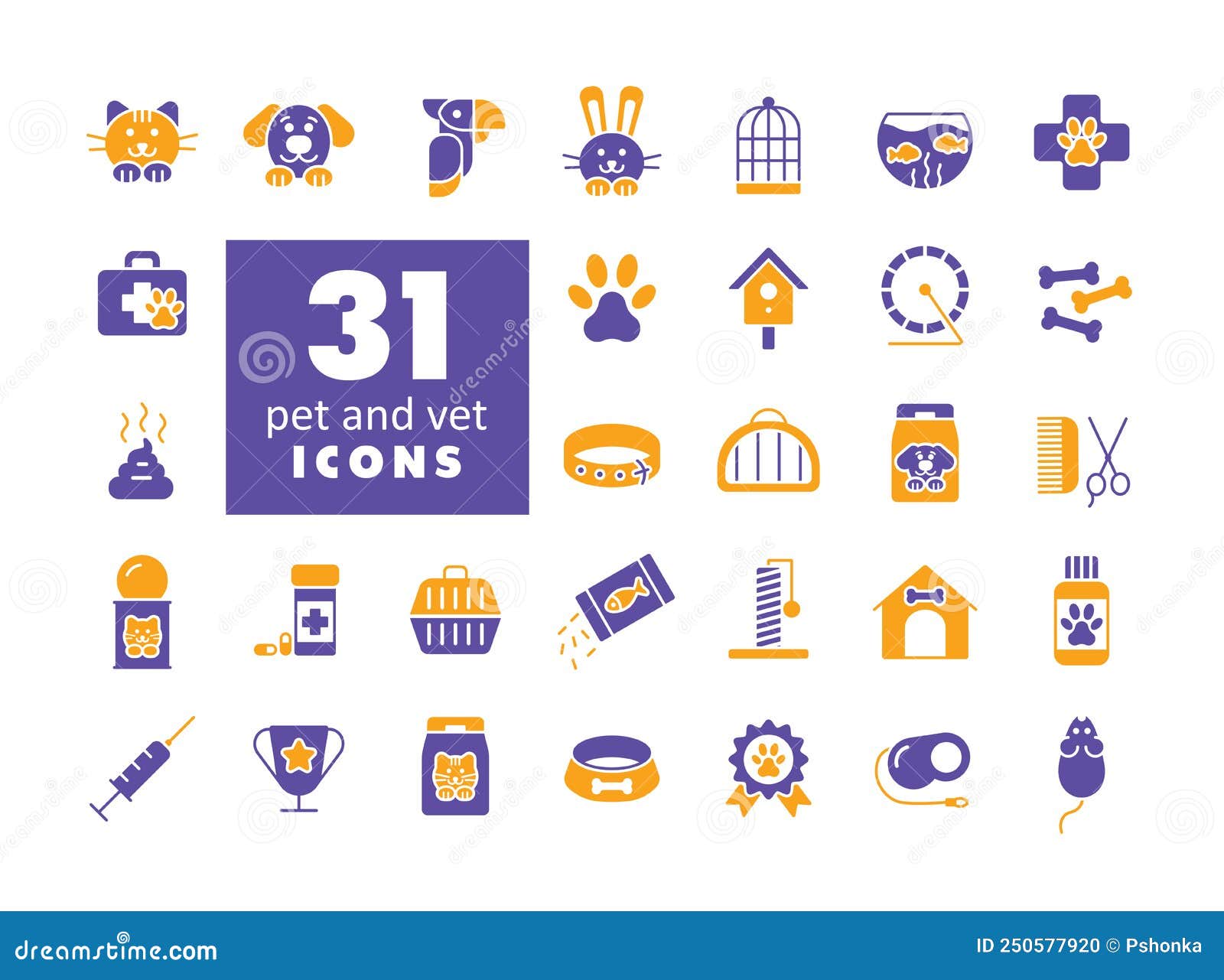 Pet and Vet Vector Icon Set Stock Vector - Illustration of care, kitty ...