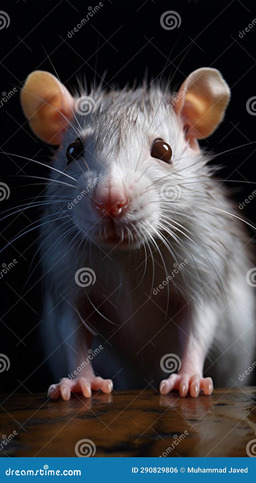 Hairless Fancy, Rattus Norvegicus Domestica Rat Side View, Hand Painted ...