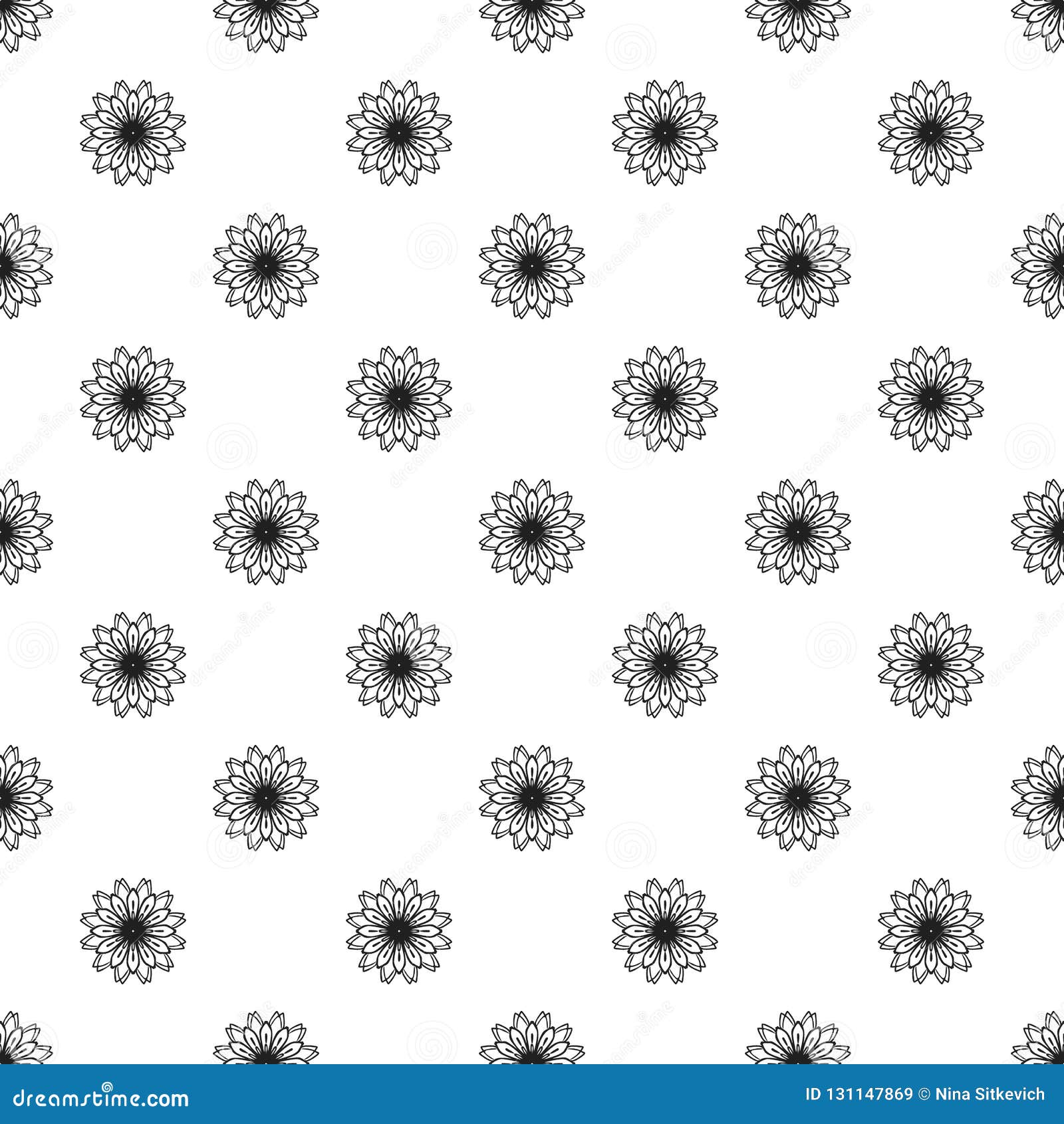 Petal Flower Pattern Seamless Stock Vector - Illustration of black ...