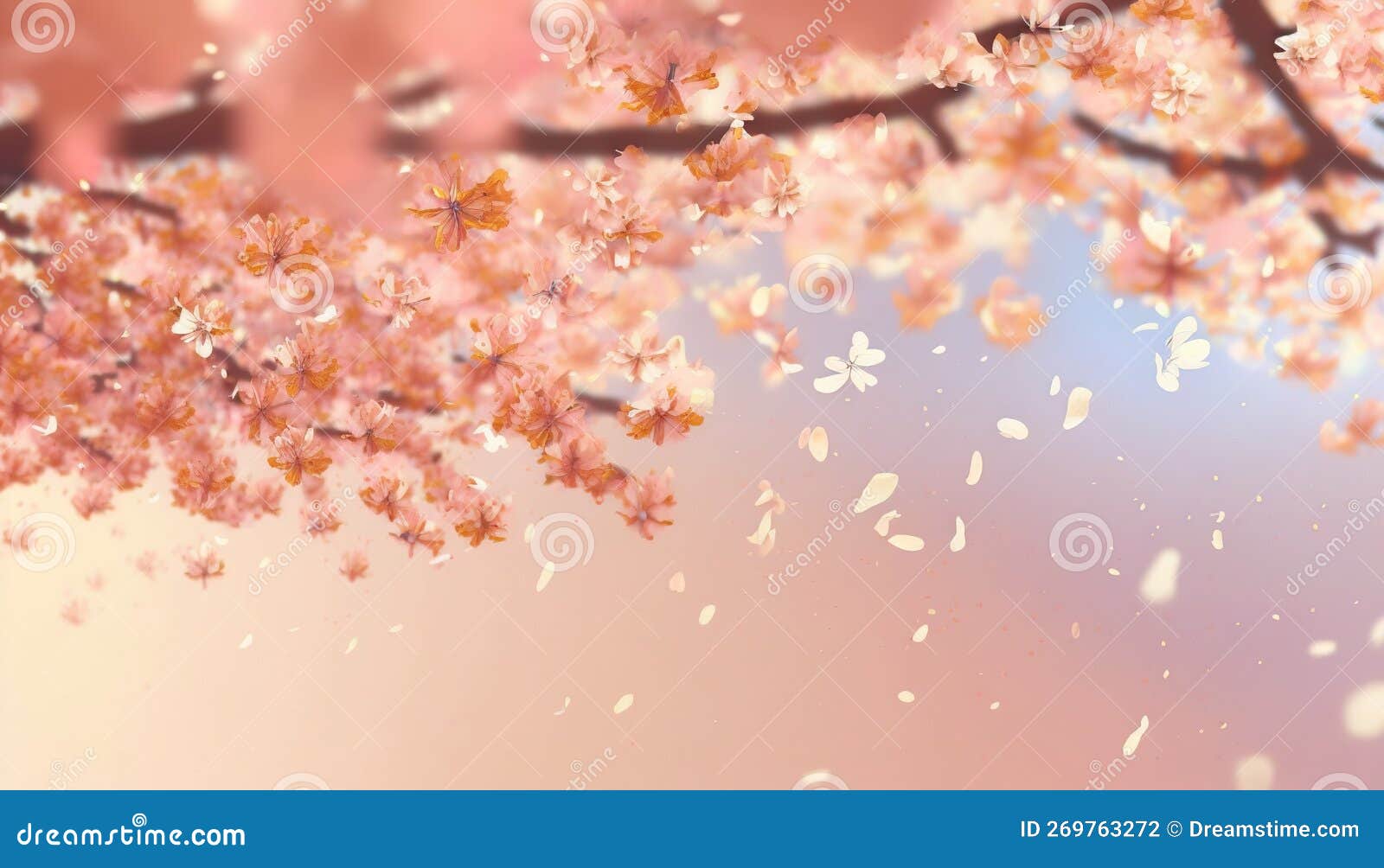 Petals of Cherry Blossom Blown by the Wind. Sakura Flowers Stock ...