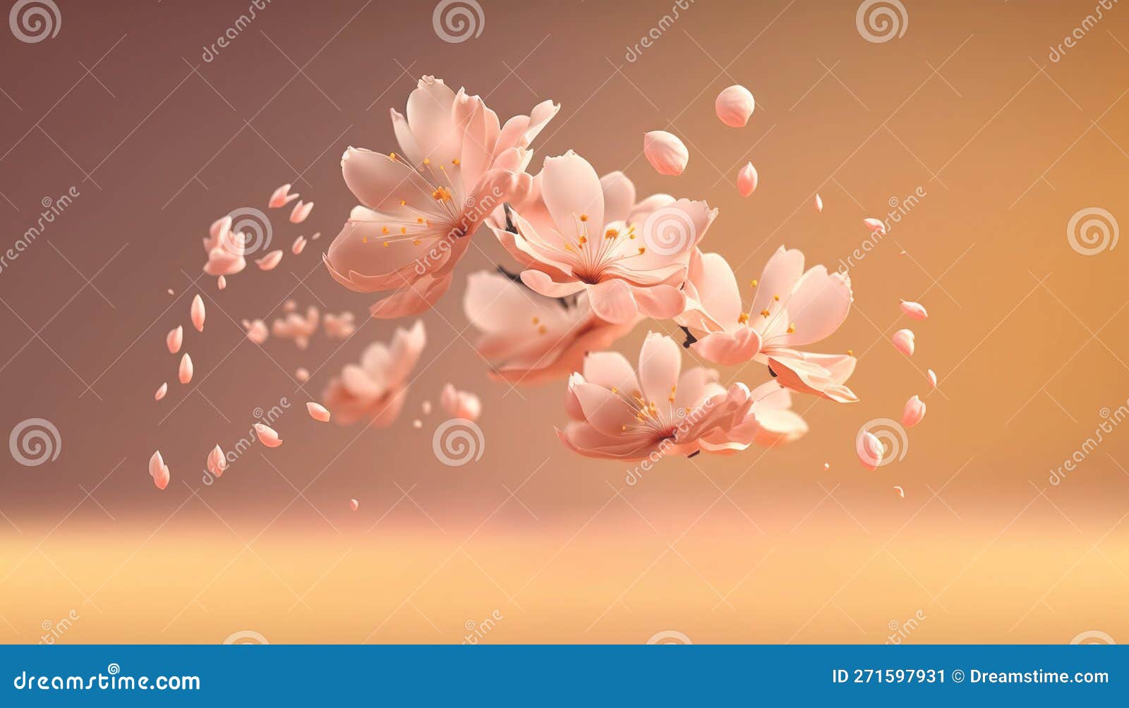 Petals of Cherry Blossom Blown by the Wind. Sakura Flowers Stock ...
