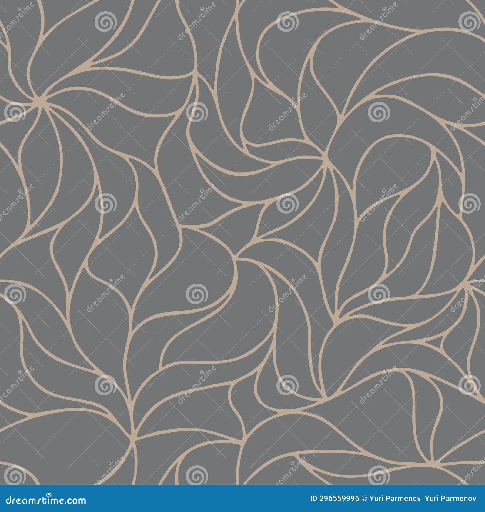 Stylized Petals Organic Pattern with Abstract Leaf and Curved Lines ...