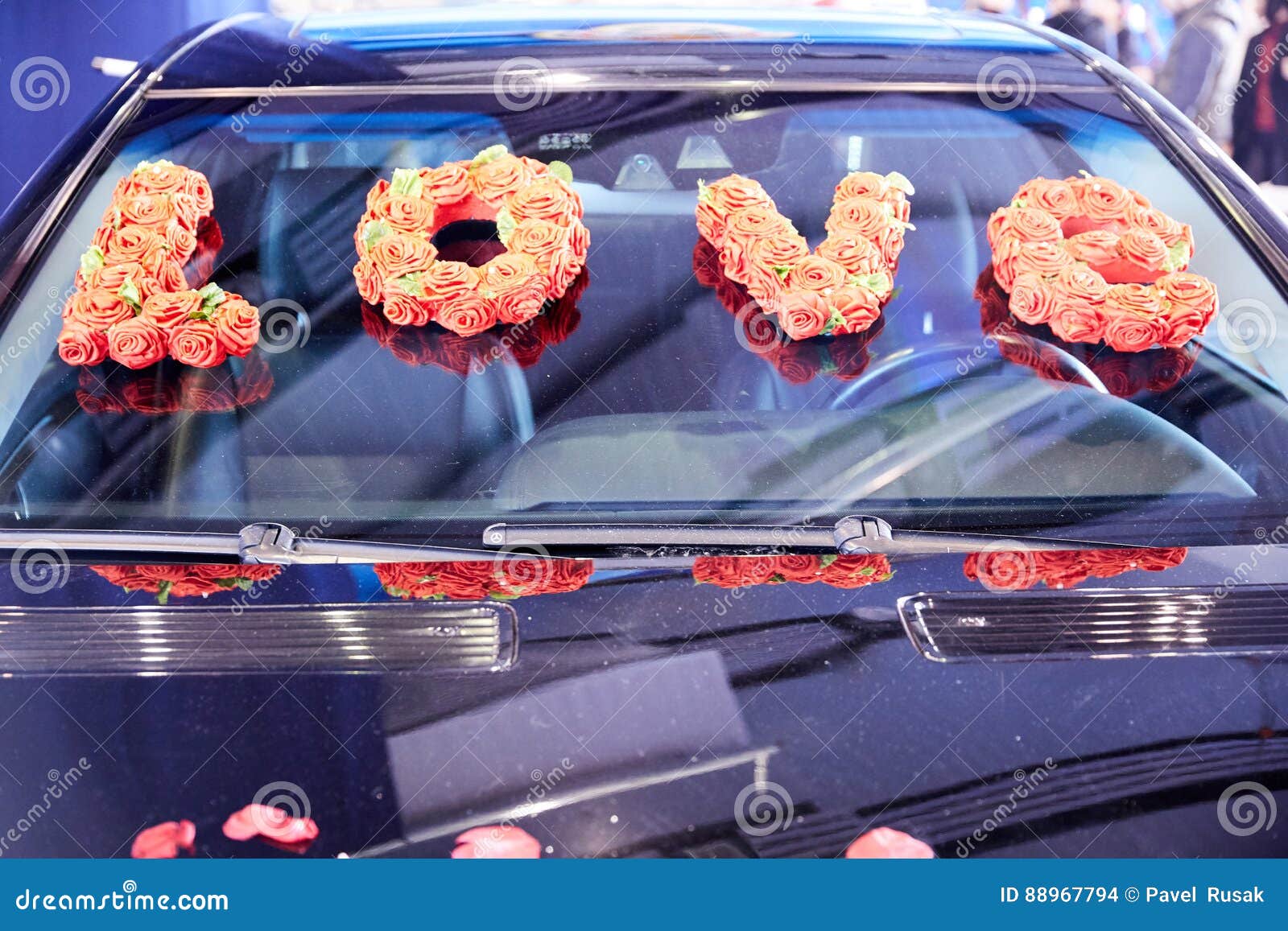 Petals of Roses and Flowers on a Limousine from a Wedding Stock Photo ...