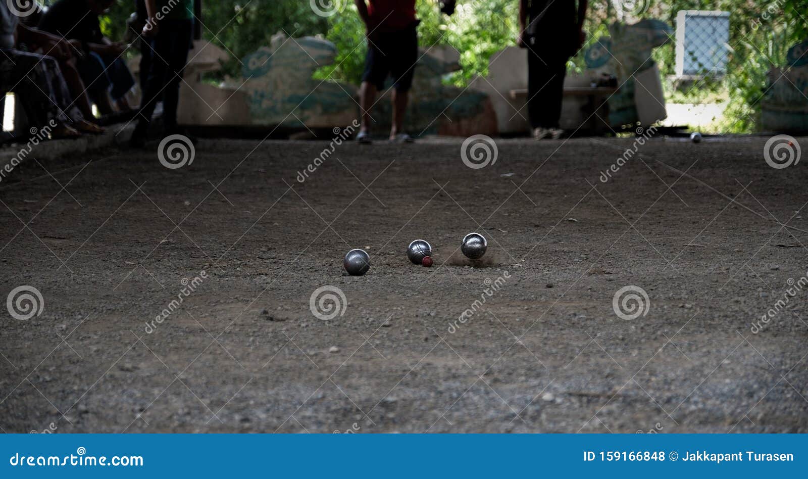 Petanque Balls in the Playing Field, Ball of Petanque is Iron for Throw ...
