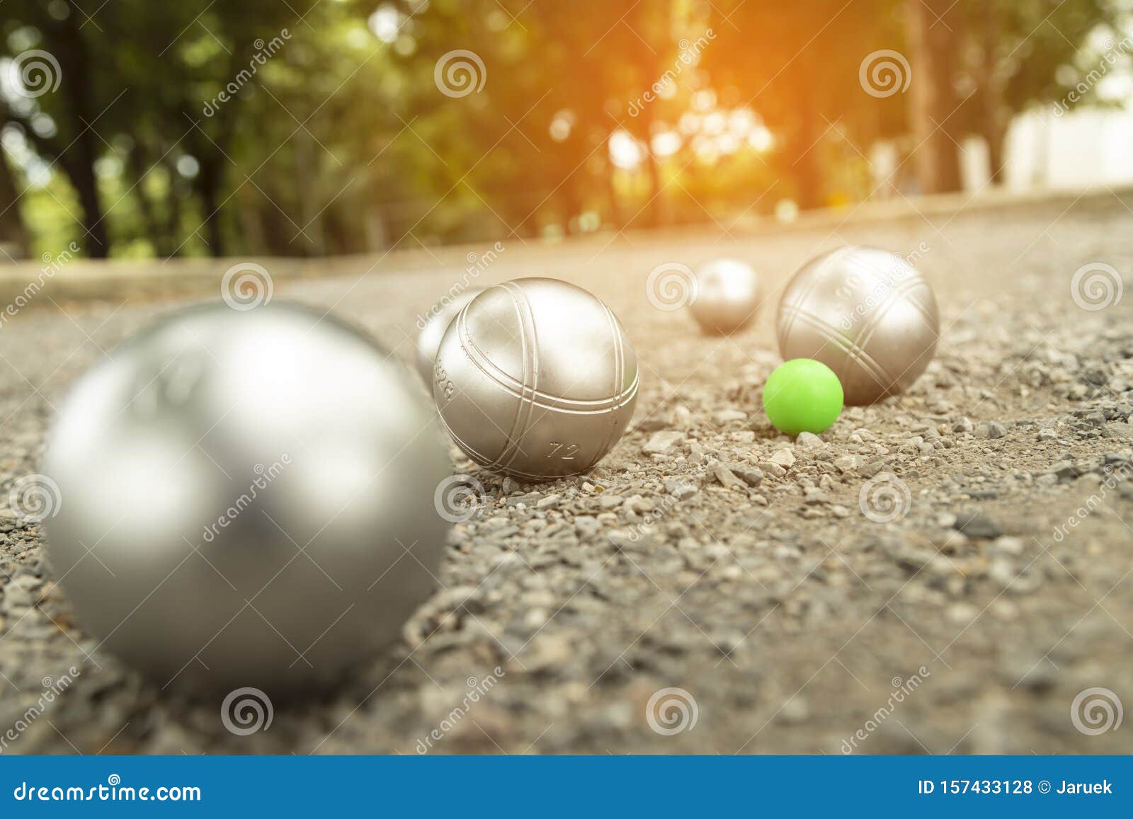 Petanque Balls in the Playing Field Stock Photo - Image of silver, park ...
