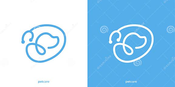 Pet Doctor Logo Design Template. Pet and Circular Stethoscope Icon ...