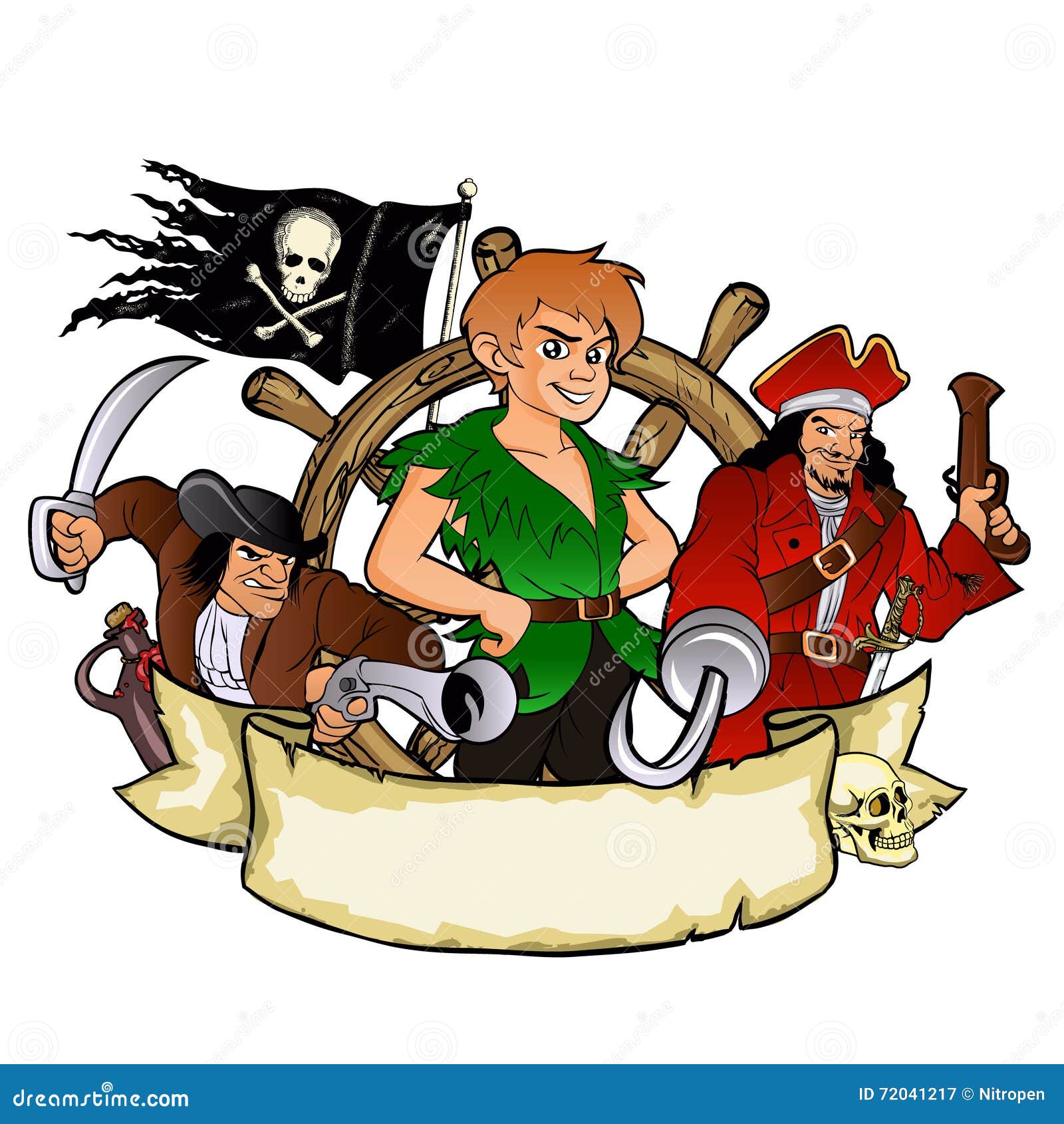 Peter Pan And The Pirates Emblem Cartoon Vector | CartoonDealer.com ...