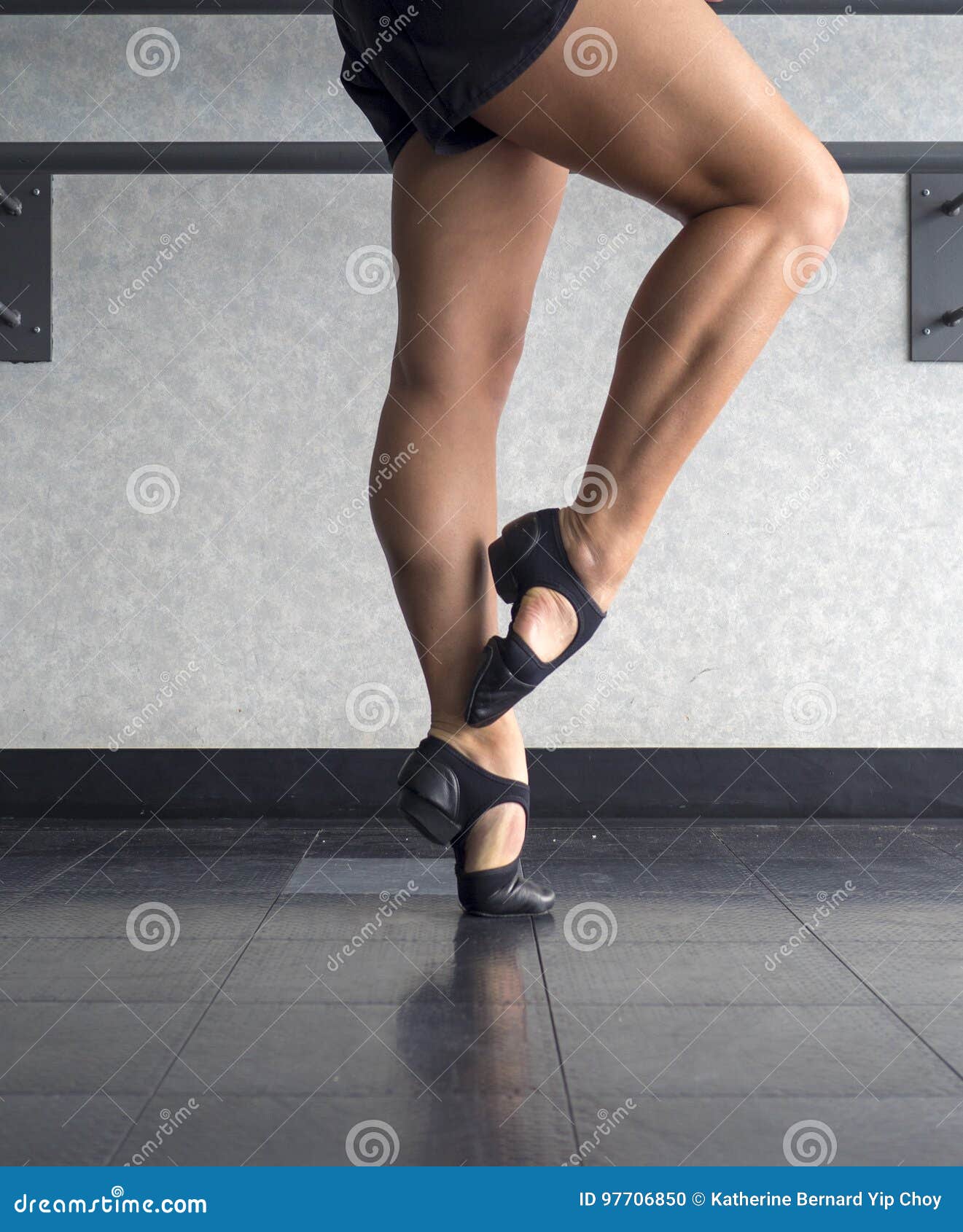 Peti Retire at the Barre in T Strap Jazz Shoes in Dance Class Stock ...