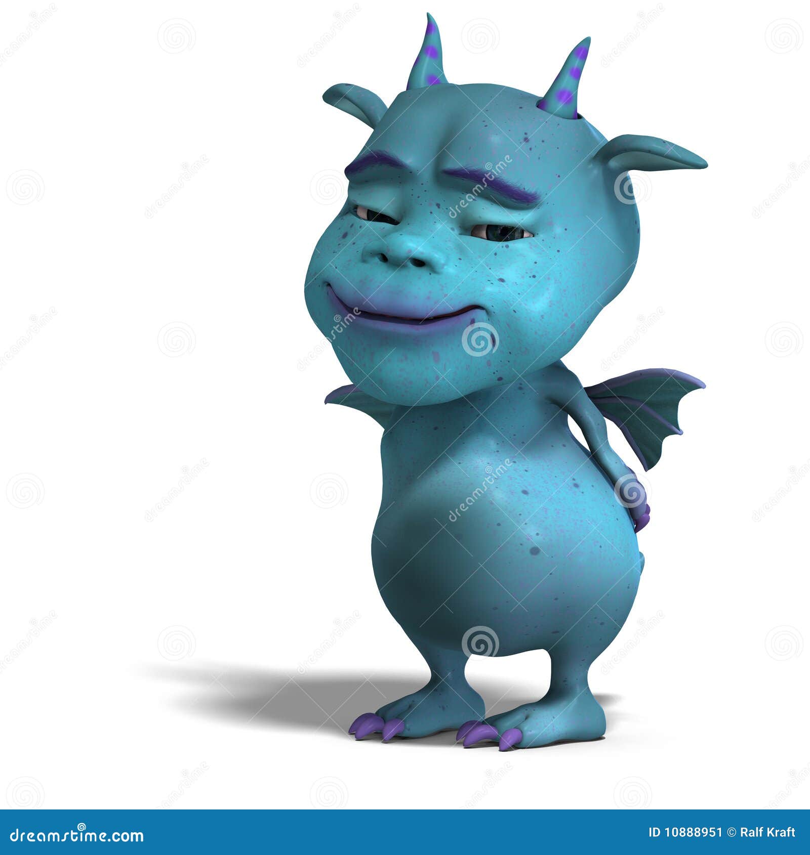 Petit Diable Mignon Bleu De Dragon De Toon Illustration Stock ...