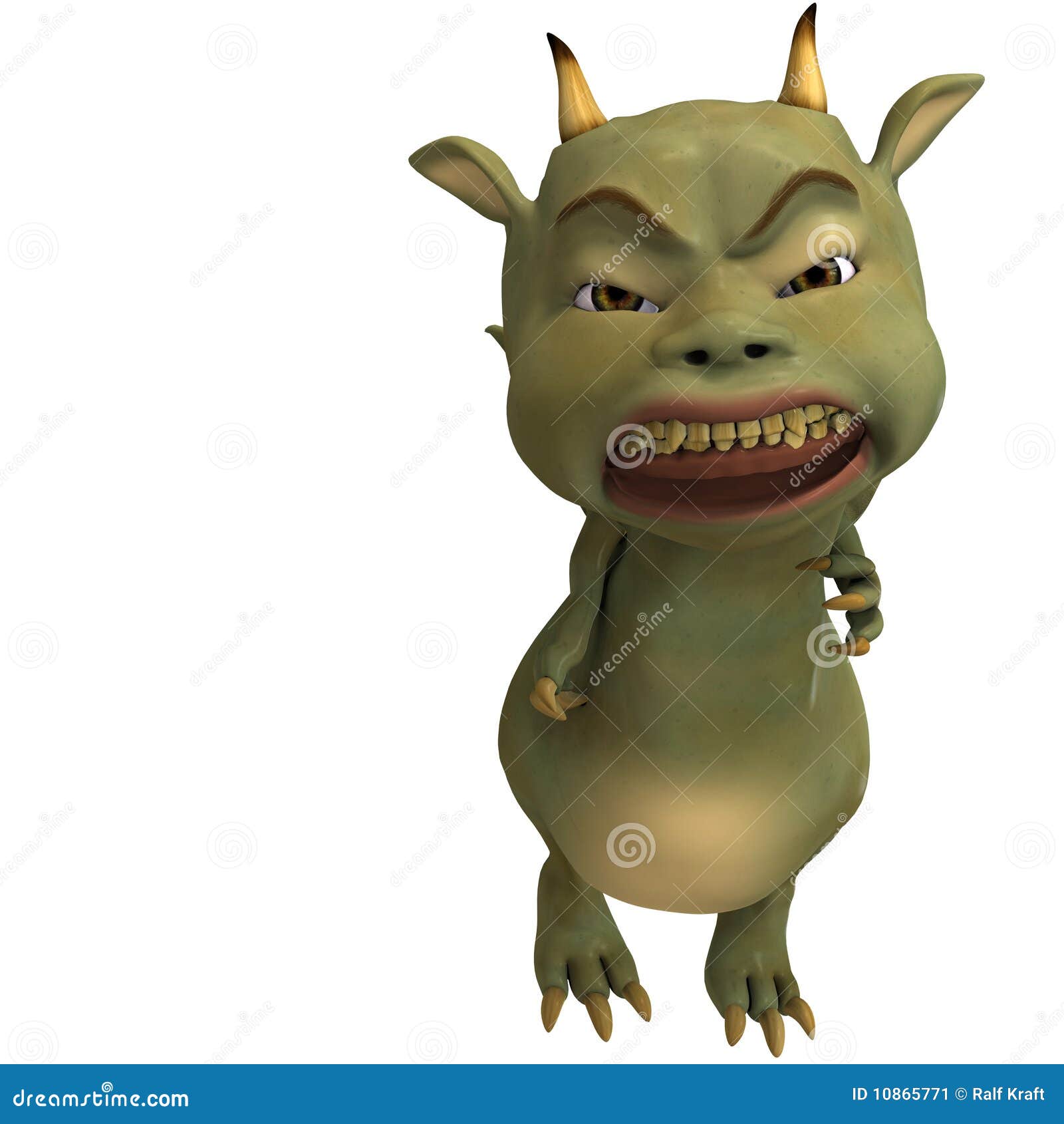 Petit Diable Mignon Vert De Dragon De Toon Illustration Stock ...