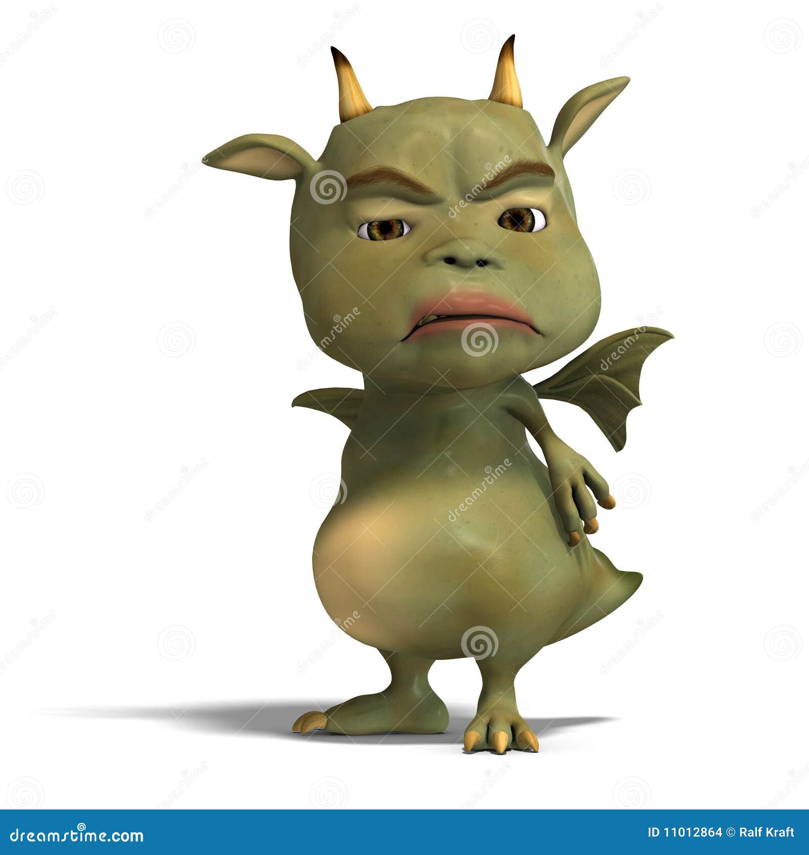 Petit Diable Mignon Vert De Dragon De Toon Illustration Stock ...