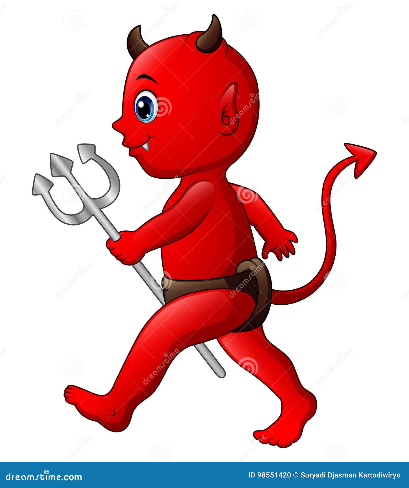 Petit Diable Rouge Avec La Fourche Illustration de Vecteur ...