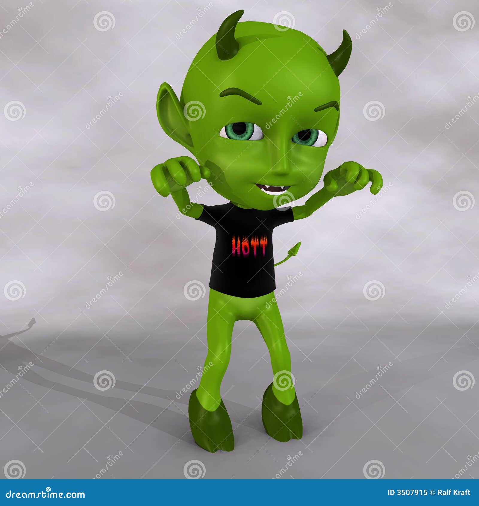 Petit diable vert illustration stock. Illustration du vert - 3507915