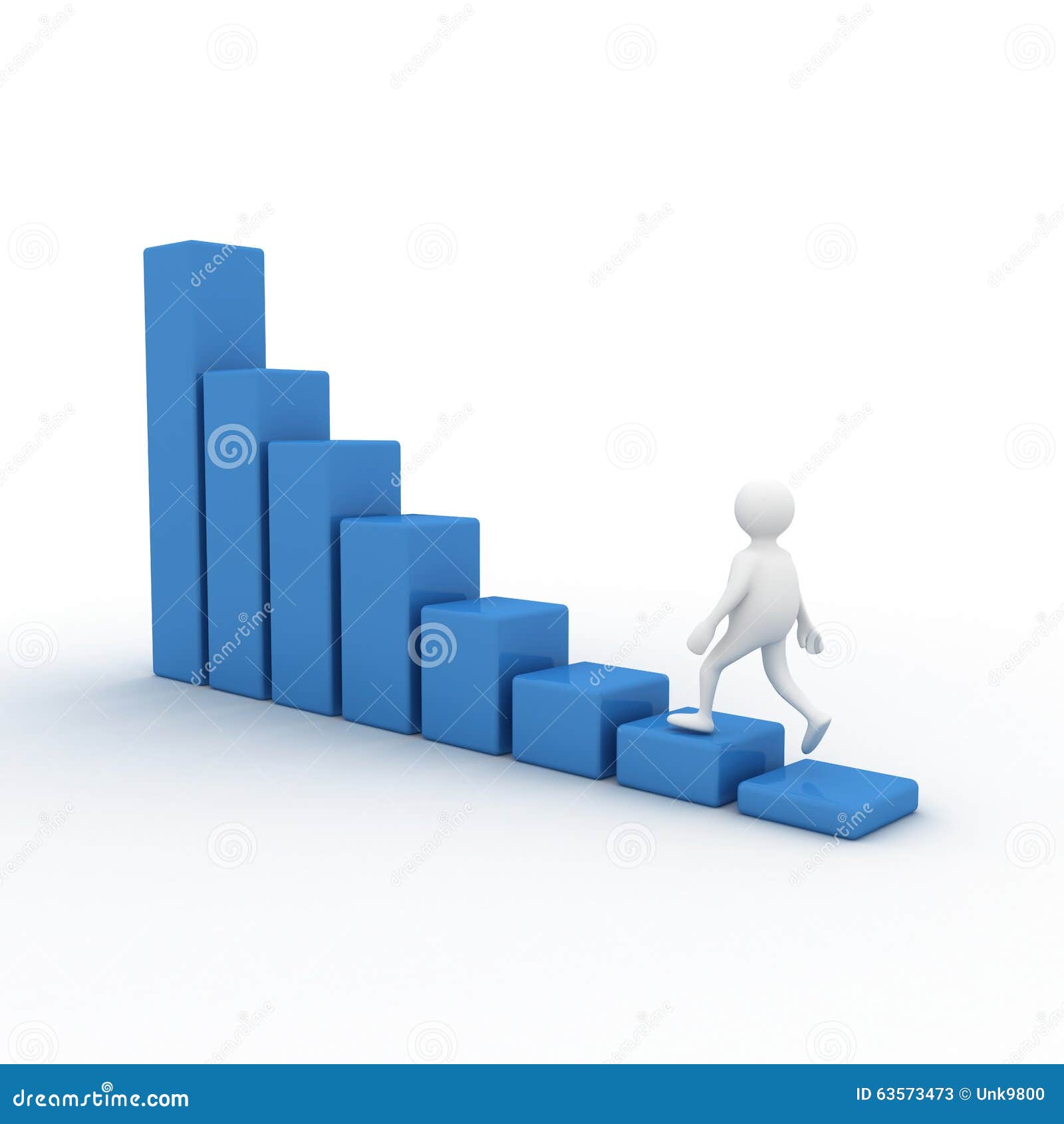 Petit Homme 3D Montant Sur Le Programme Bleu Illustration Stock ...