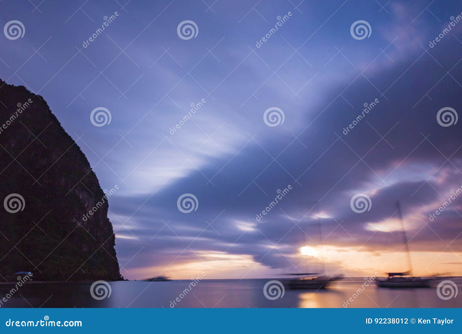 Petit Piton Sunset stock photo. Image of peak, ocean - 92238012