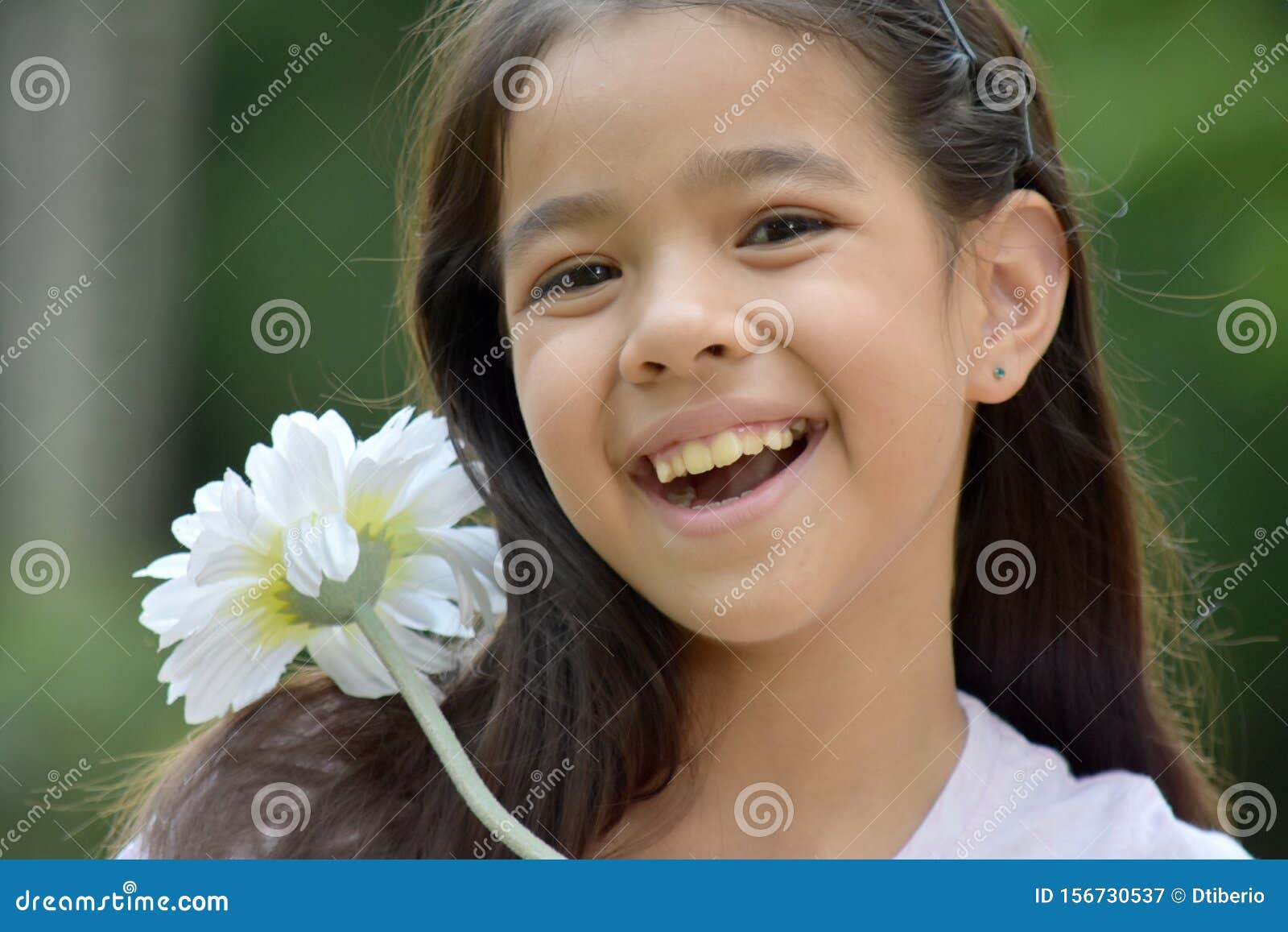 Petite Asian Female Smiling with a Daisy Stock Image - Image of asian ...