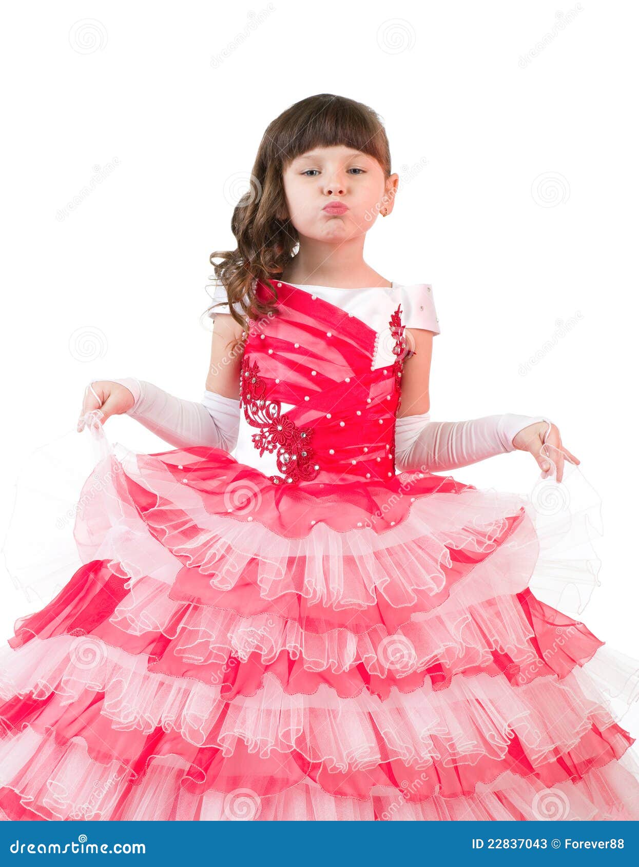Petite Fille Avec Dans La Belle Robe Image stock - Image du beauté ...