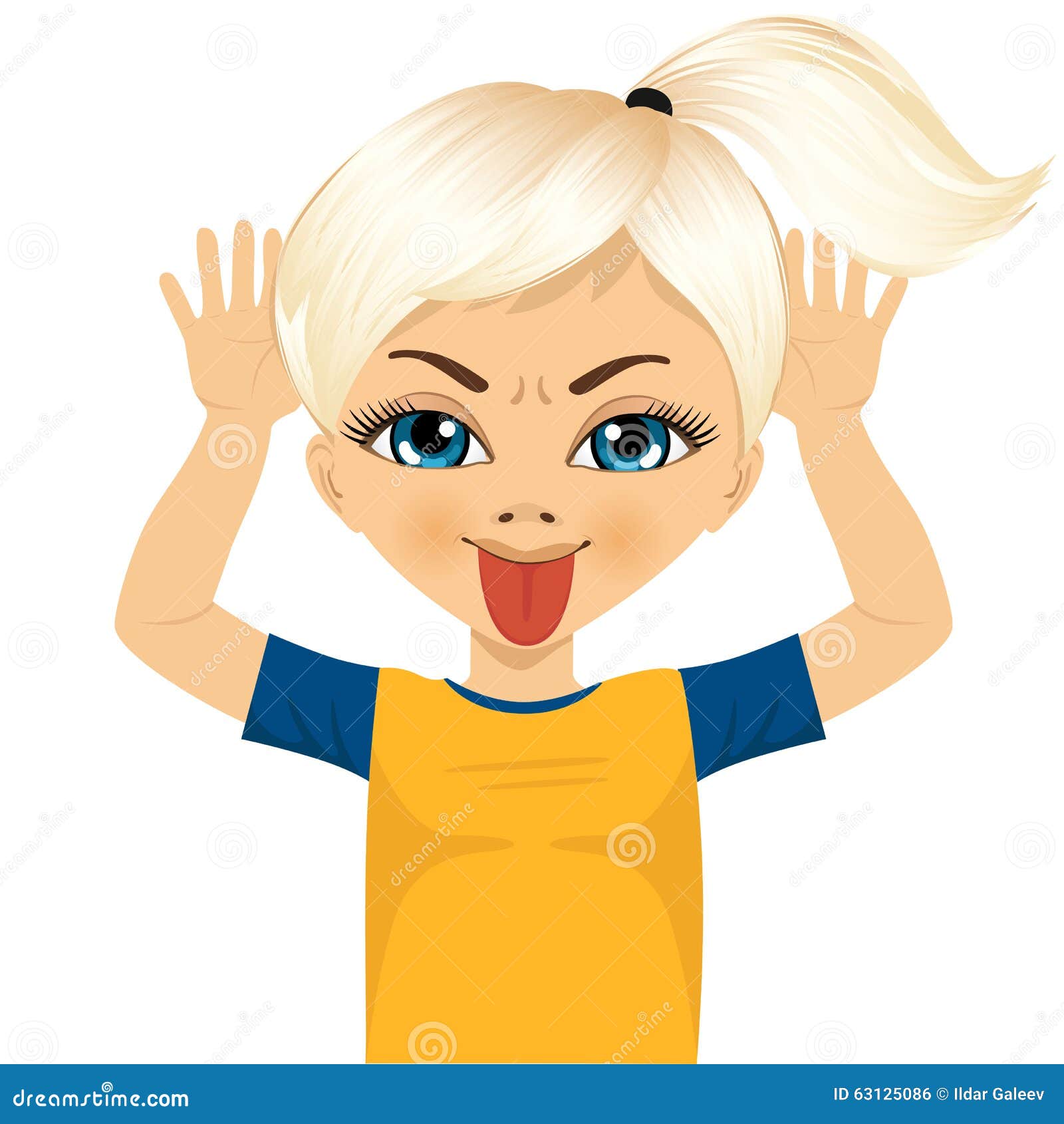 Petite Fille Faisant L'expression Moqueuse Avec Des Mains Illustration ...