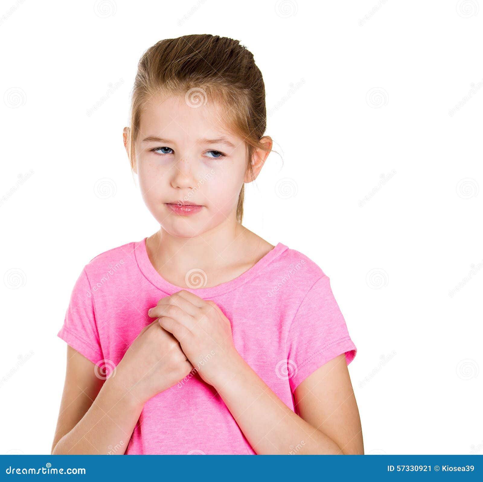 Petite fille timide image stock. Image du isolement, femelle - 57330921