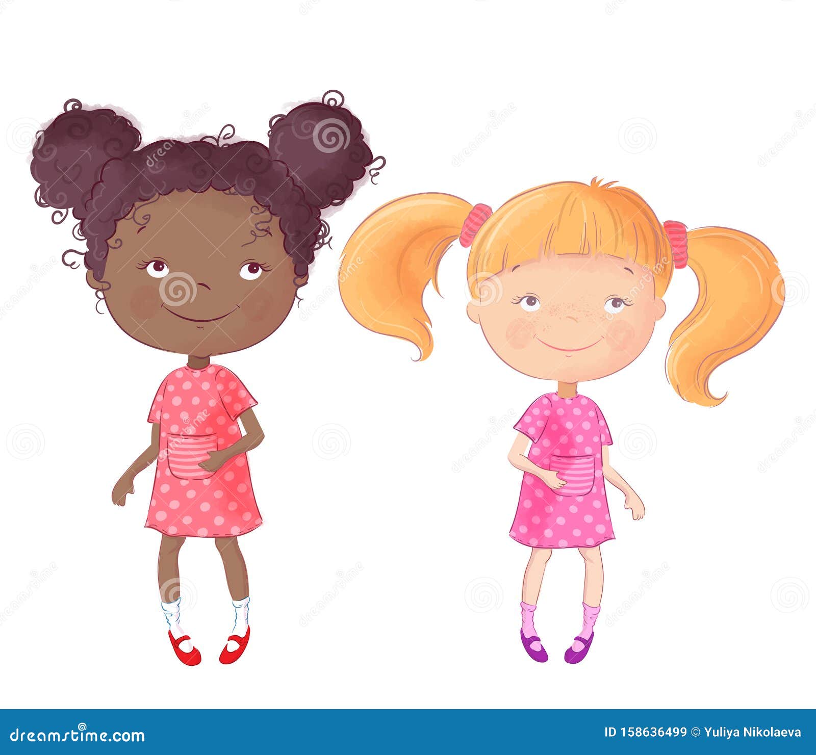Petites Filles Caricaturales. Illustration Vectorielle Illustration de ...