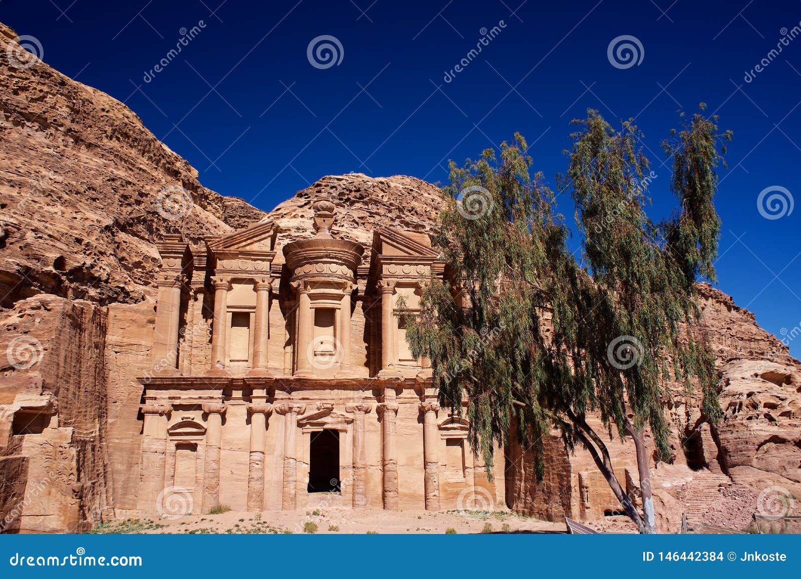 Petra Monastery in Jordan in Asia a Tree View Stock Photo - Image of ...