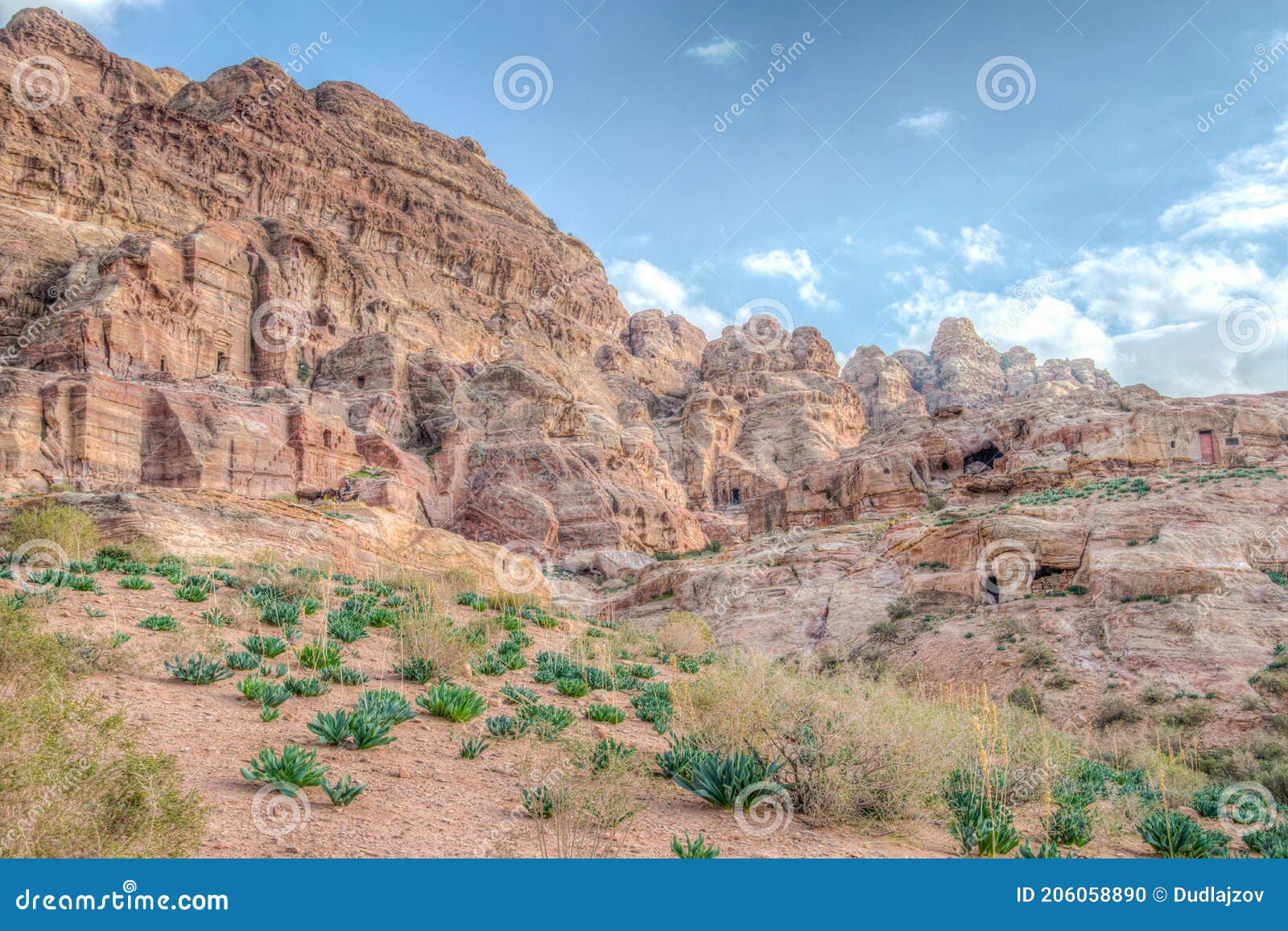 Petra valley in Jordan stock photo. Image of rock, tomb - 206058890