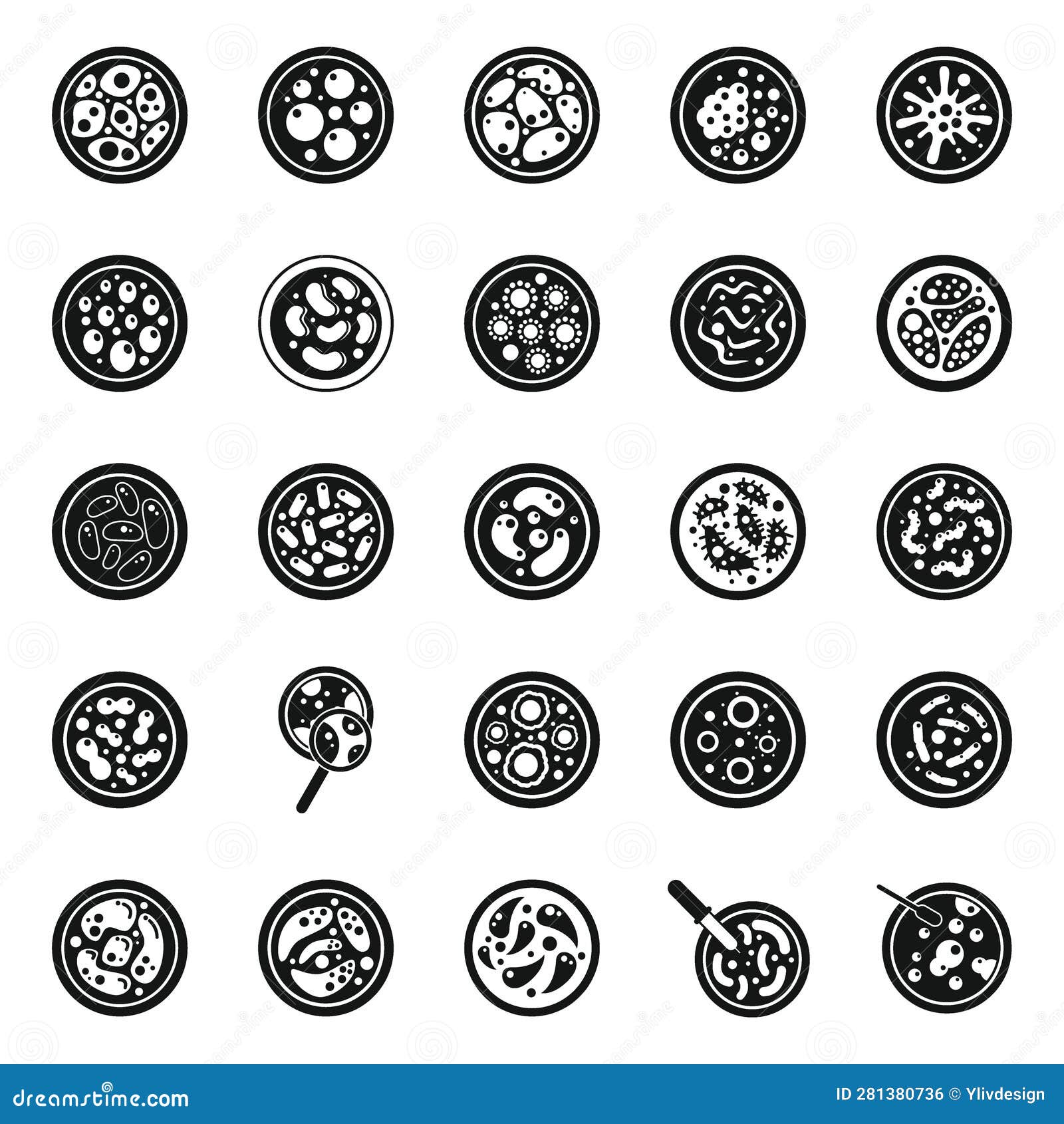 Petri Dish Icons Set Simple Vector. Bacteria Experiment Stock Vector - Illustration of ...