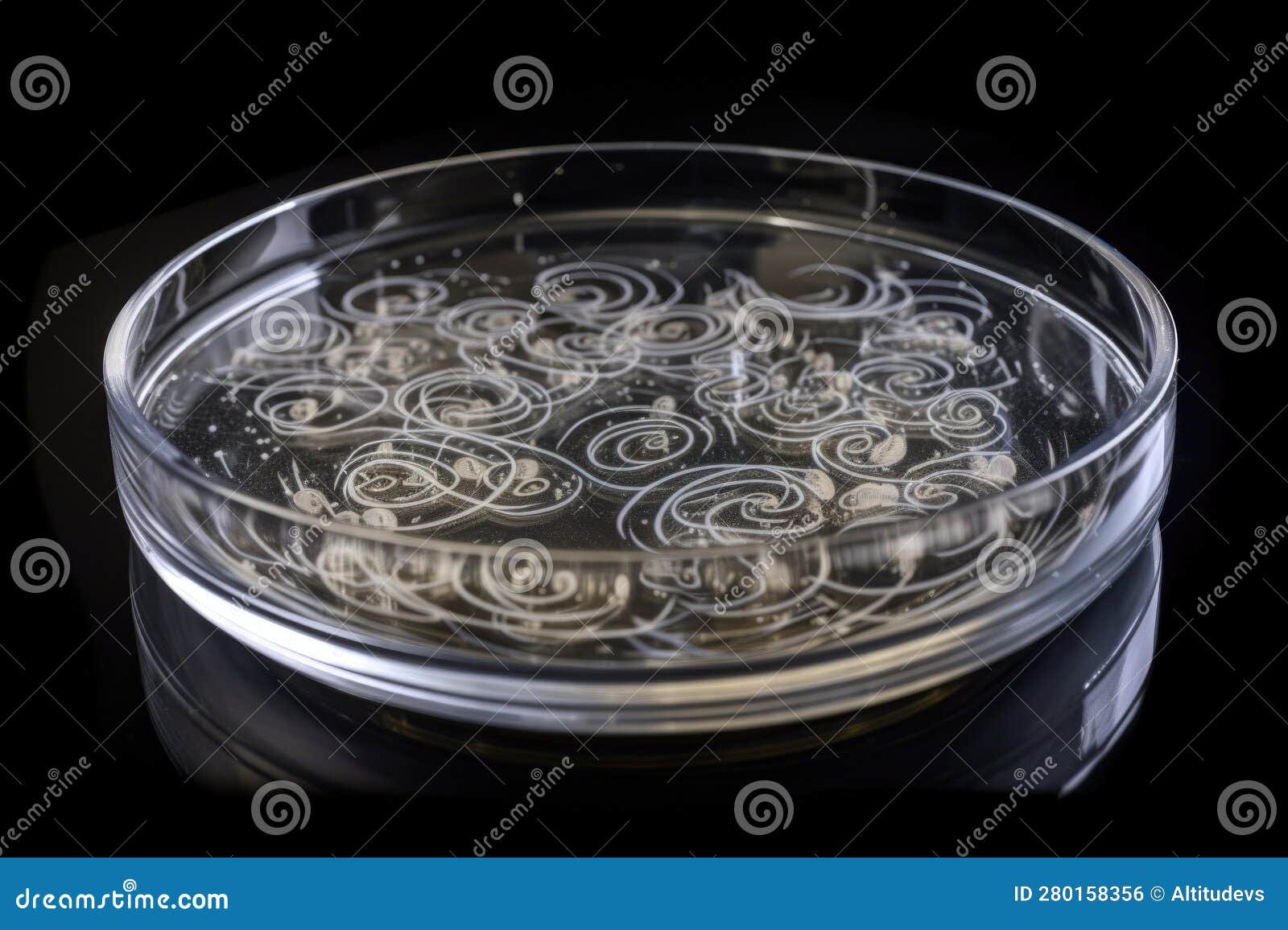 Petri Dish with Microbe Culture Growing in Spiraling Swirl Pattern ...