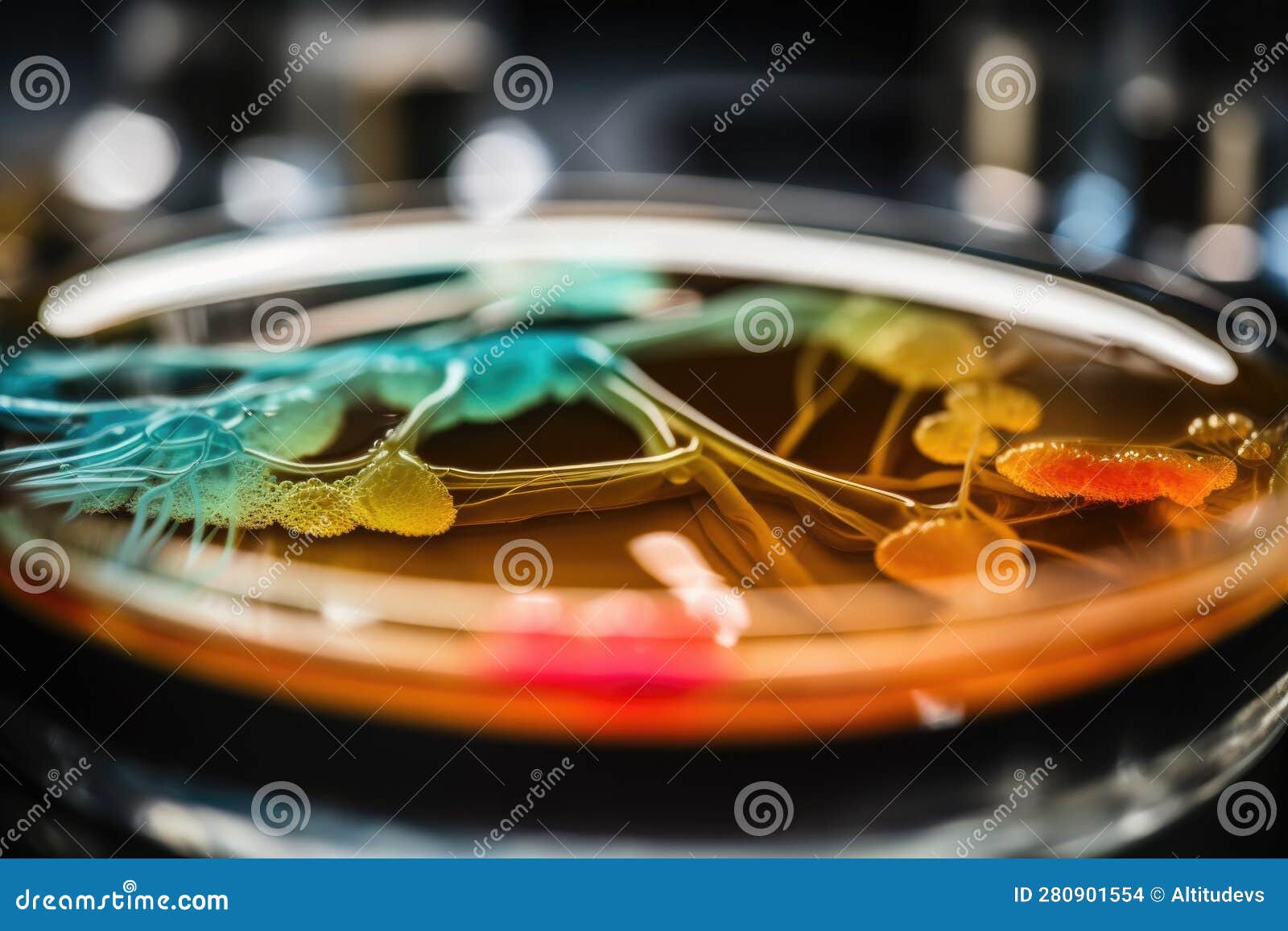 Petri Dish with Microbe Growing on Agar Plate in Science Lab Stock ...