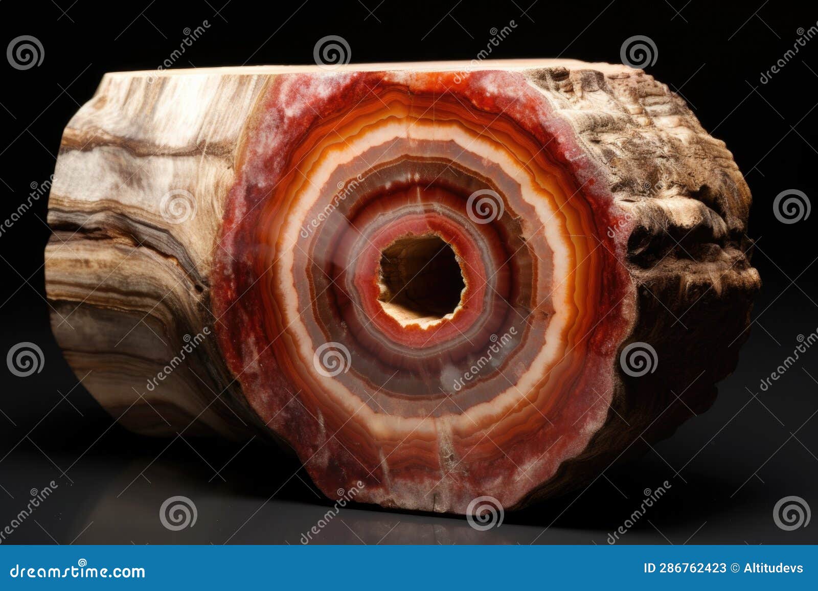 Petrified Wood Cross-section with Growth Rings Stock Image - Image of ...
