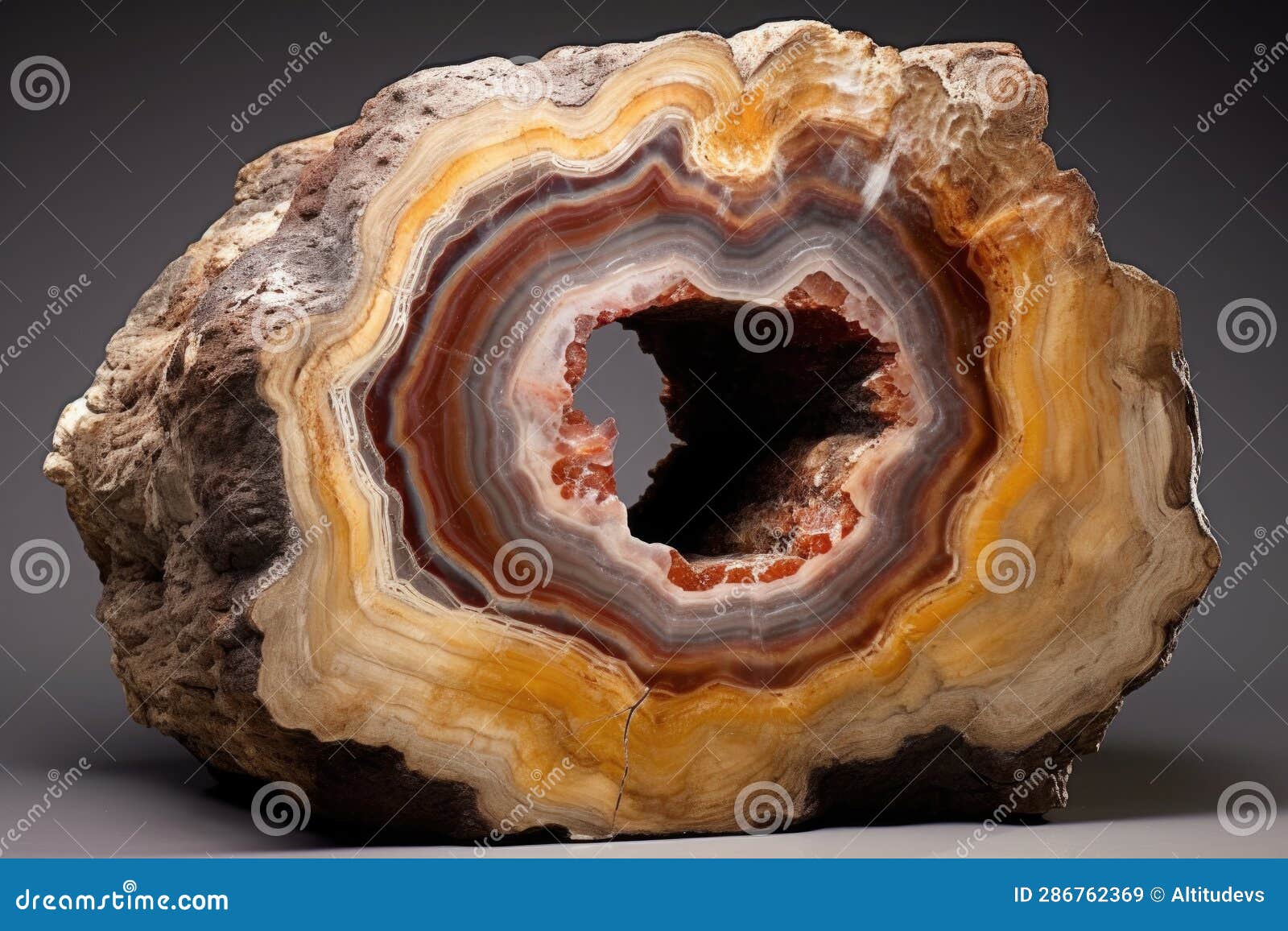 Petrified Wood in a Cross-section of Rock Stock Image - Image of ...