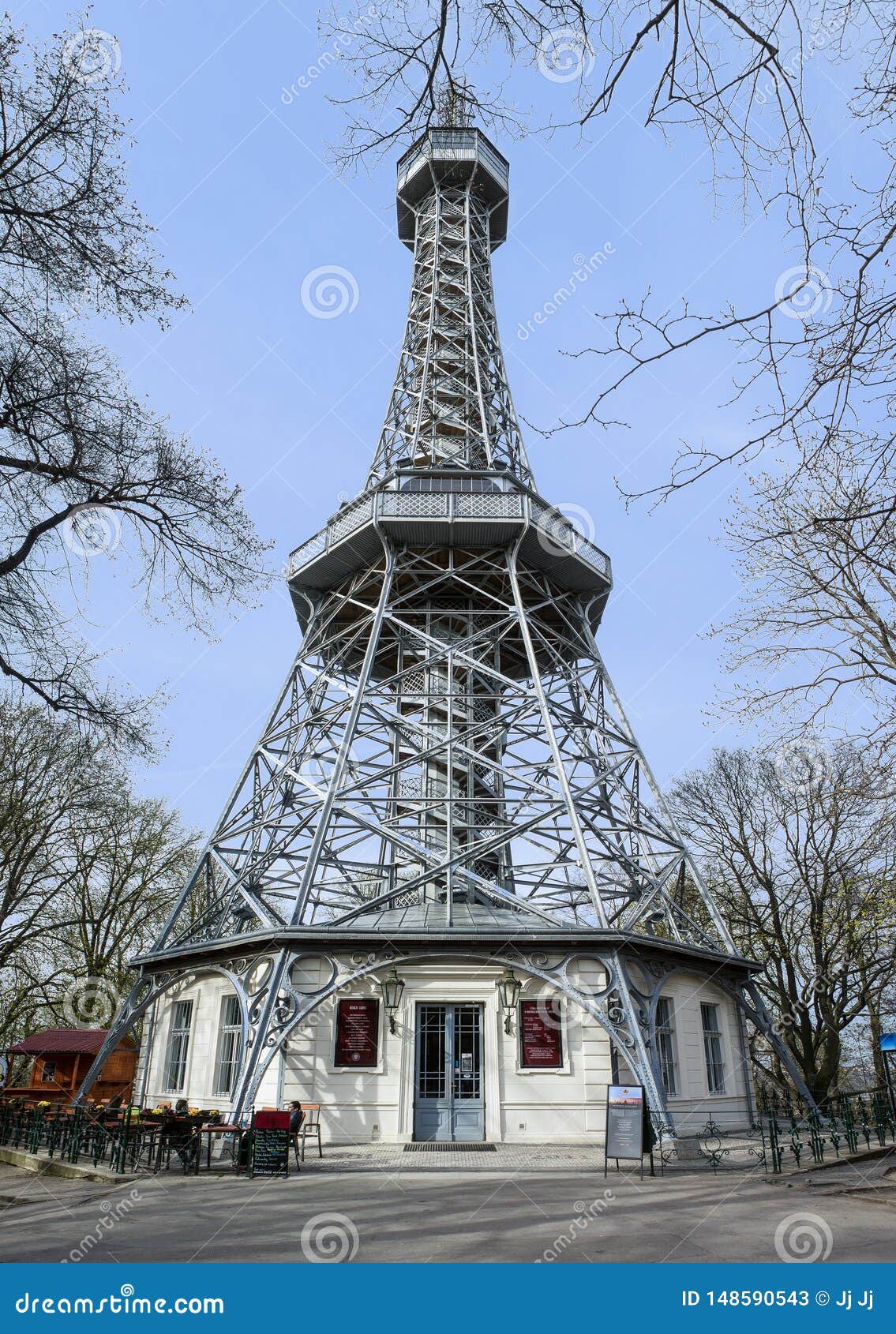 Petrin tower in prague stock image. Image of exterior - 148590543