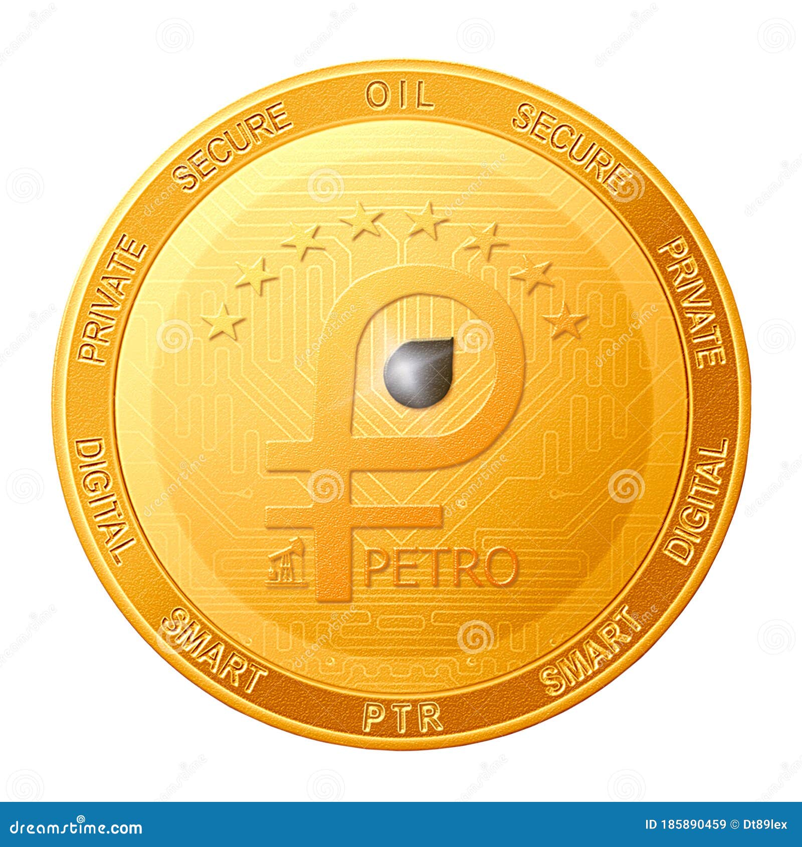 Petro Coin Isolated On White Background; Petro PTR Cryptocurrency Stock ...