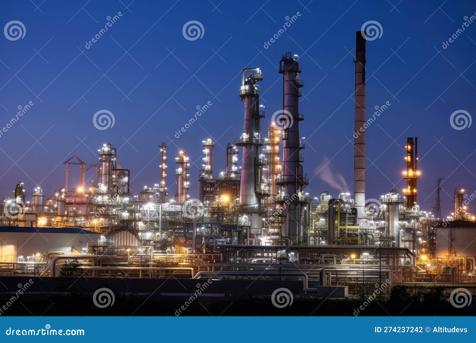 Petrochemical Complex, With Smoke Rising From Chemical Plants And ...