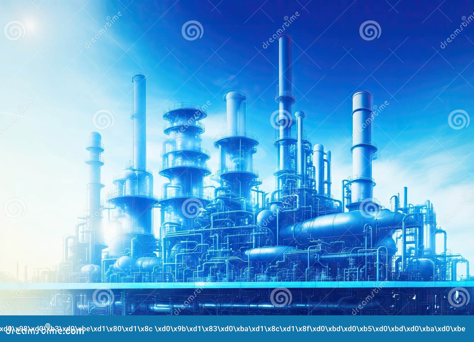 Petrochemical Engineering Blue and Sunlight Color Image. Ai Generative ...
