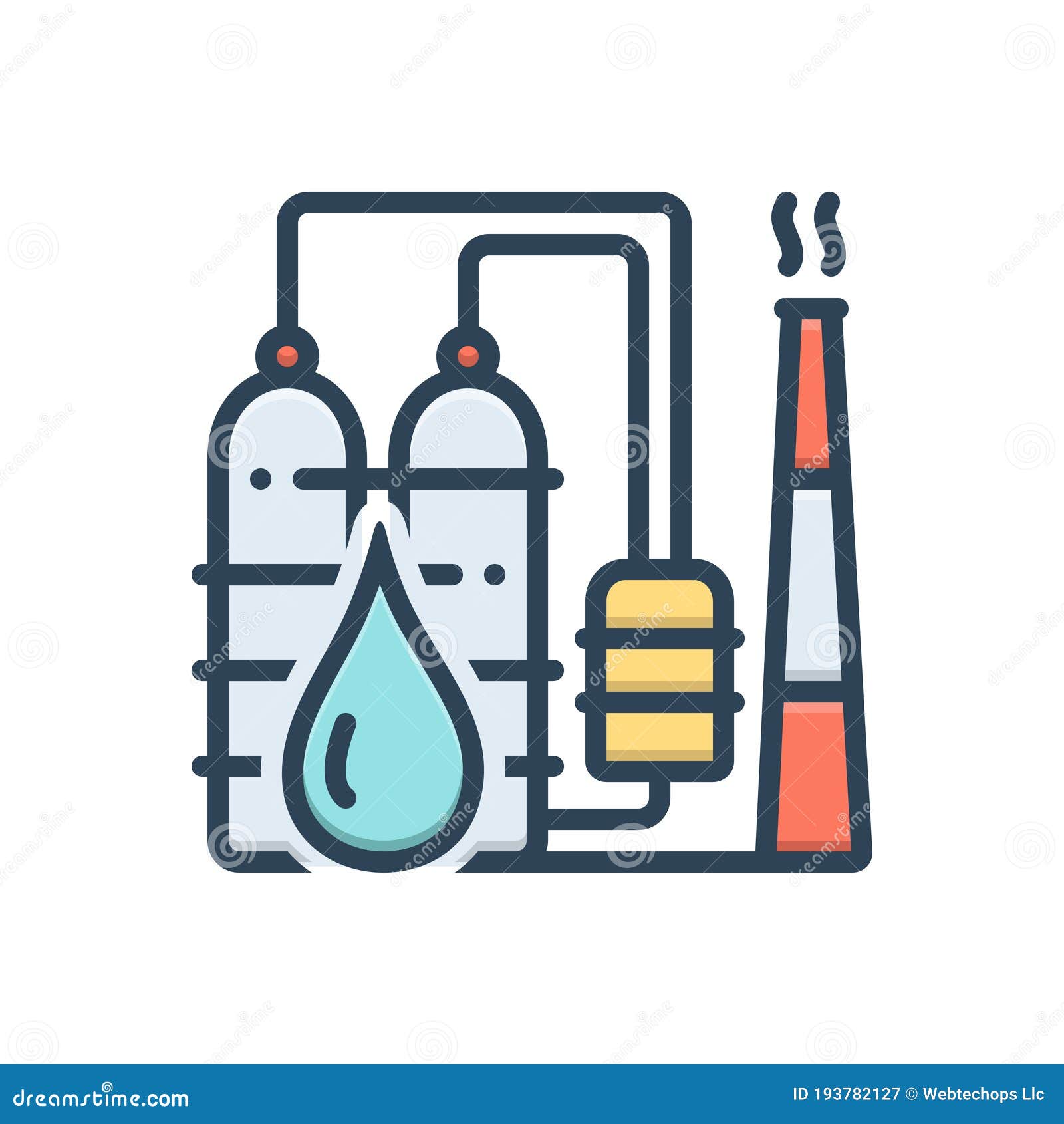 Petrochemical And Refinery Plant Watercolor Painting Stock Photo ...