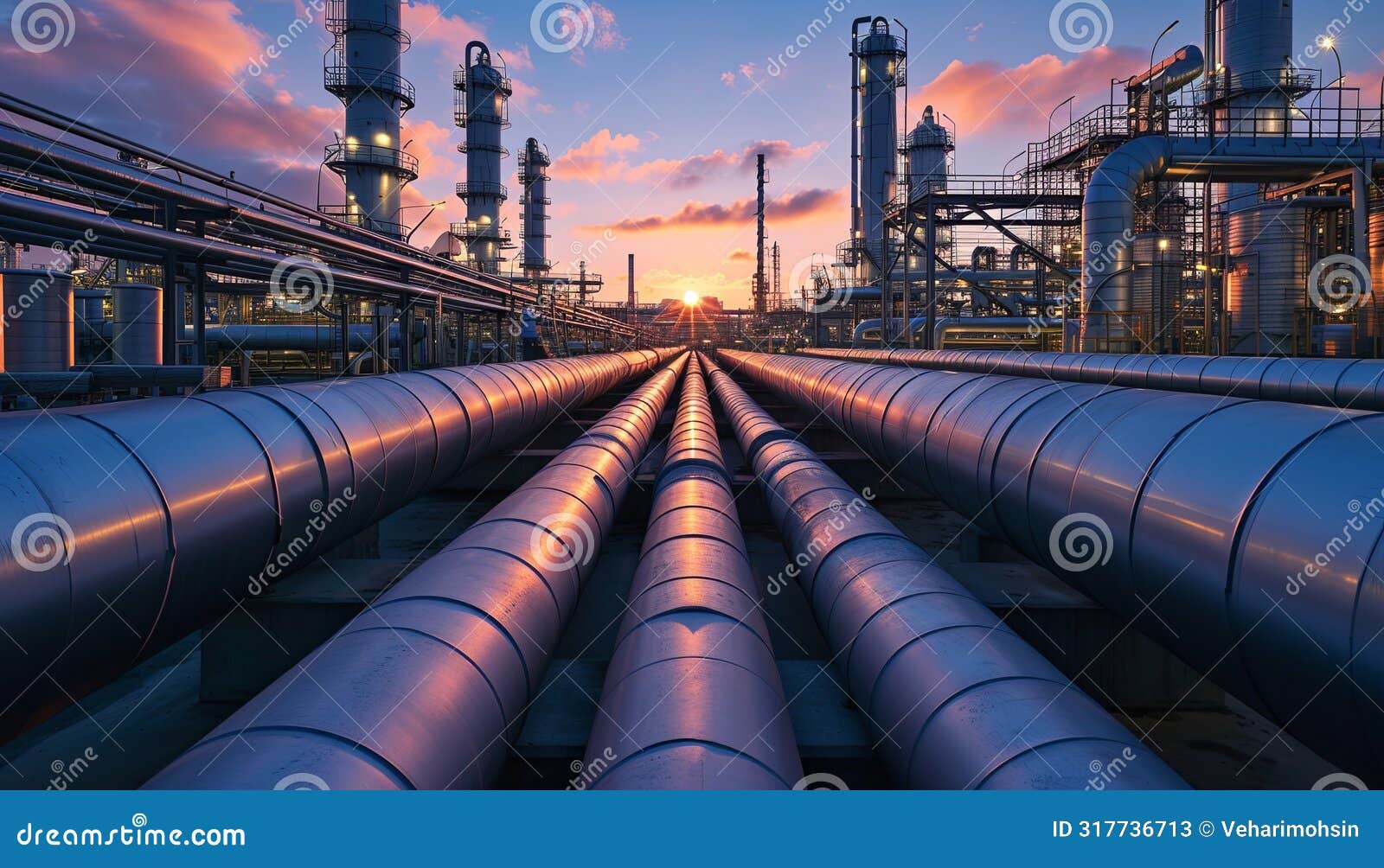 Petrochemical Pipe Line Industrial. Stock Illustration - Illustration ...