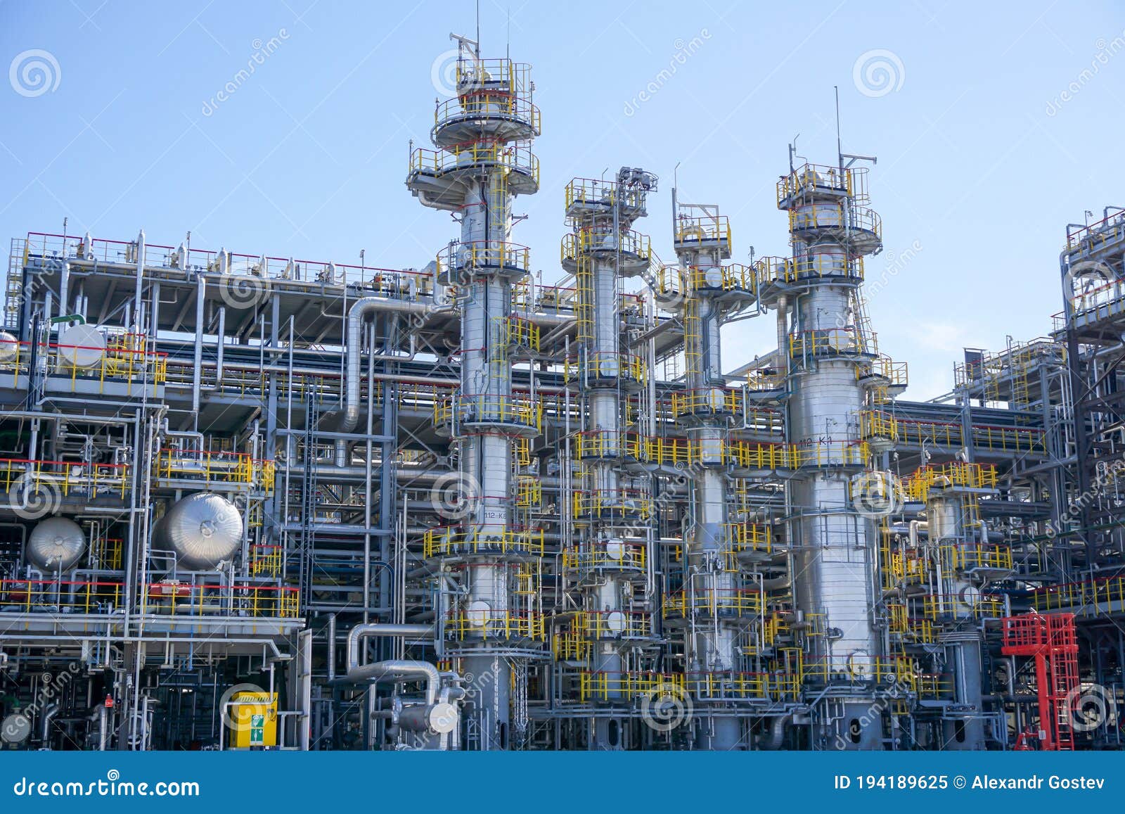 Installation For Processing Oil With Columns And Pipes. Stock Photo ...