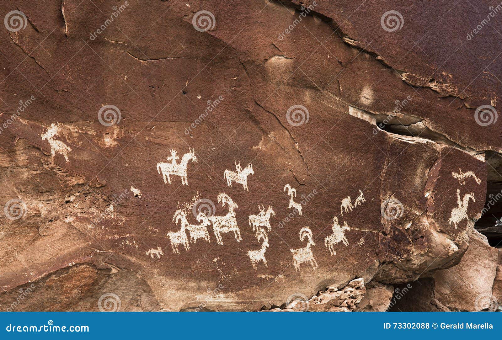 Petroglyphs at Arches National Park in Moab, Utah Stock Photo - Image ...