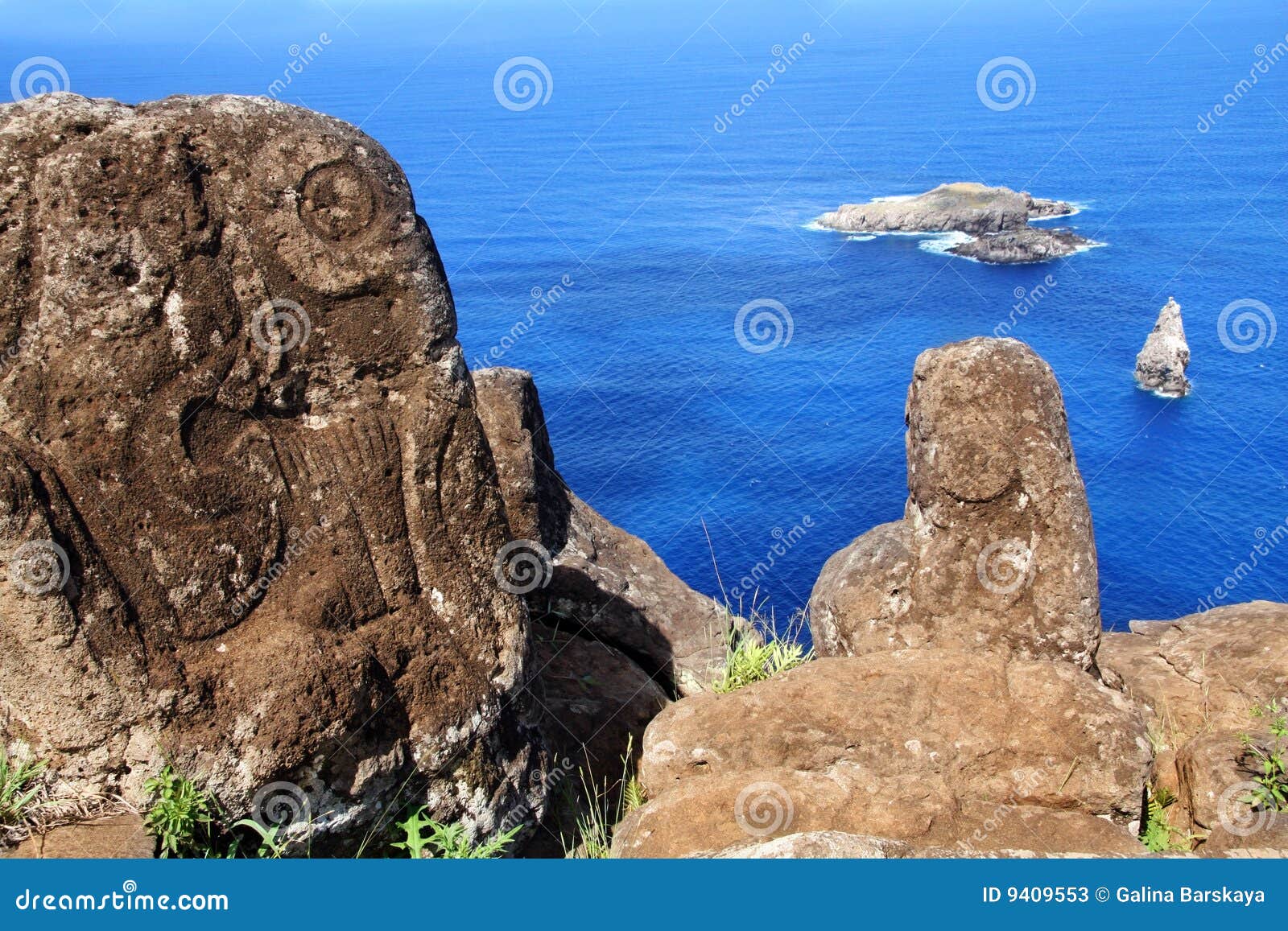 Easter Island Rapa Nui Moai Birdman Petroglyphs Stock Photography ...