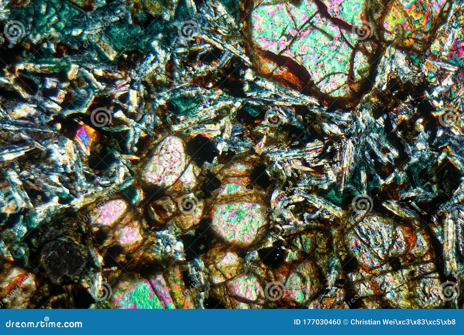 Petrographic Thin Section of a Basalt Rock Stock Photo - Image of ...