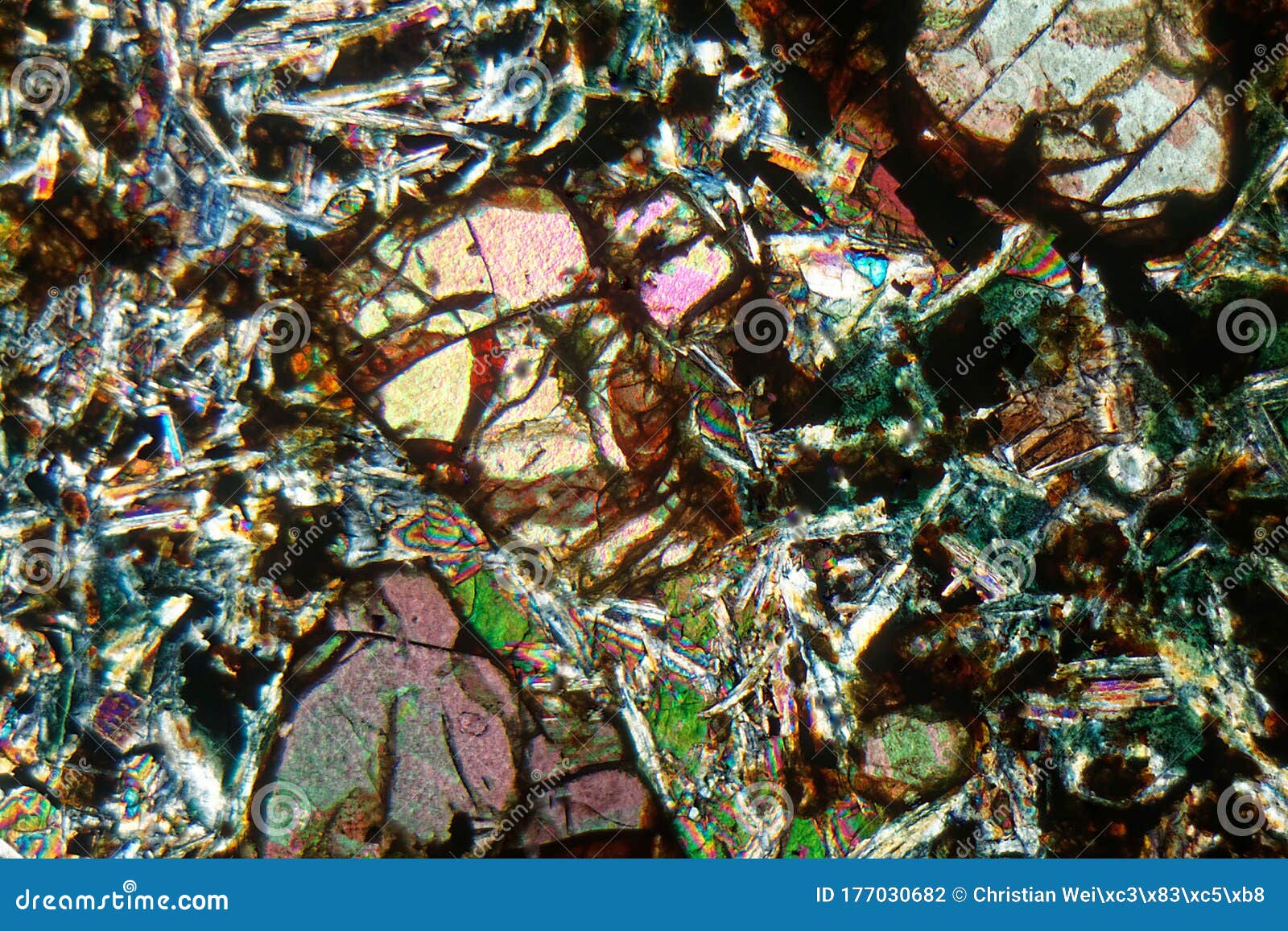 Petrographic Thin Section of a Basalt Rock Stock Photo - Image of ...