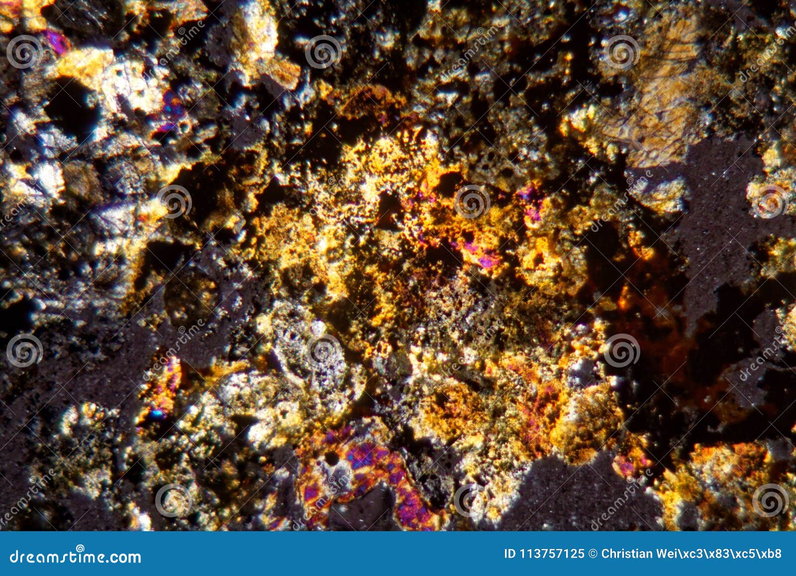 Petrographic Thin Section of the Meteorite NWA 6870 Under the ...