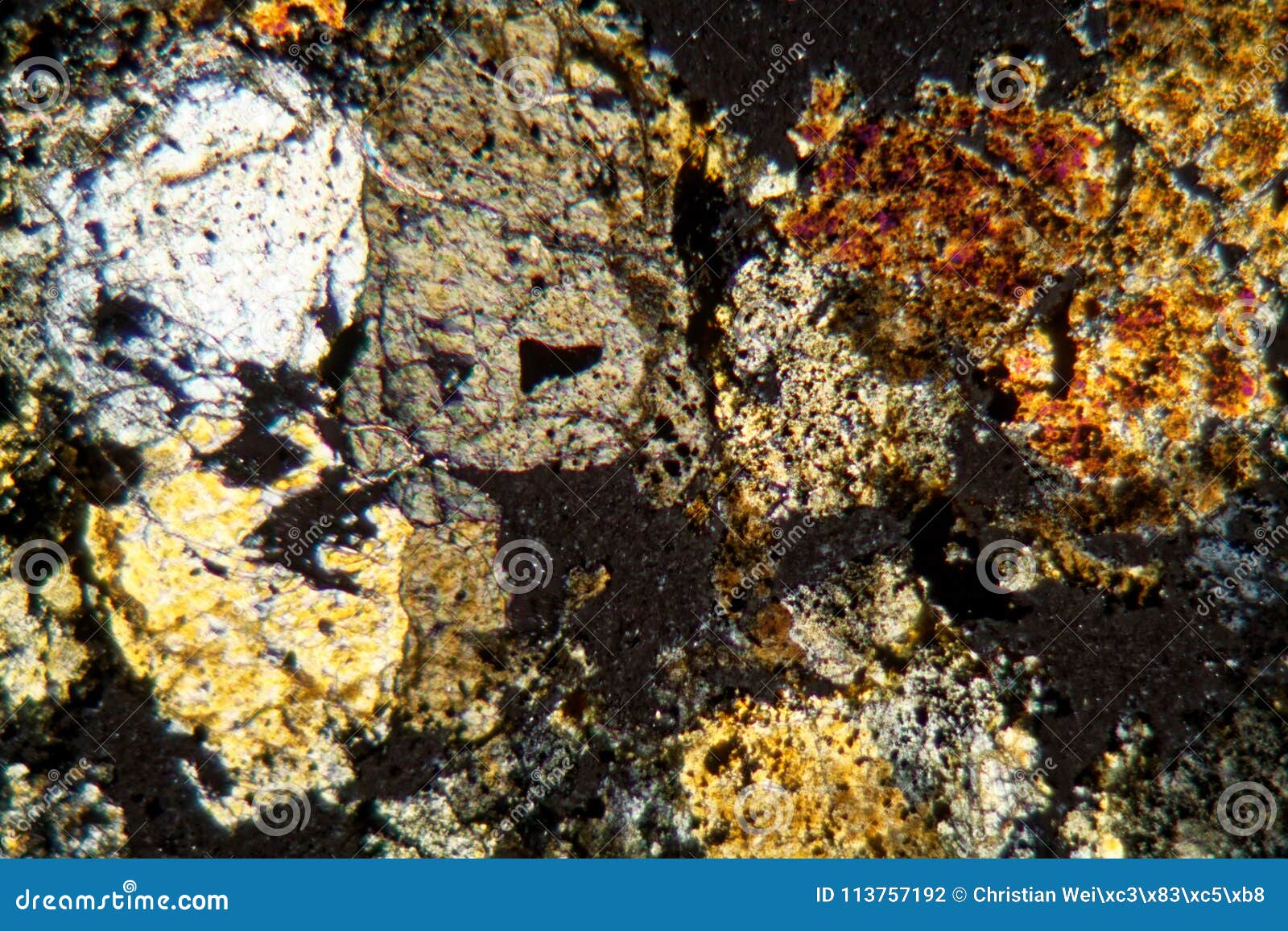 Petrographic Thin Section of the Meteorite NWA 6870 Under the ...