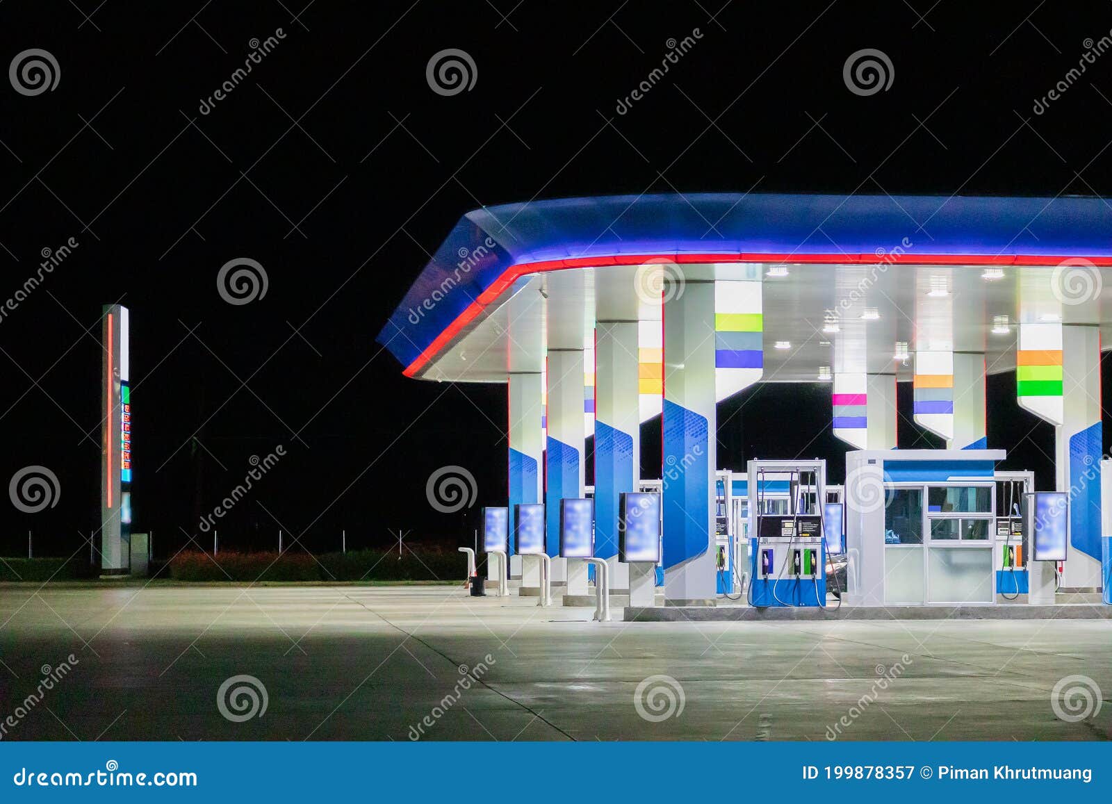 Petrol Gas Station at Night Stock Image - Image of place, fuel: 199878357