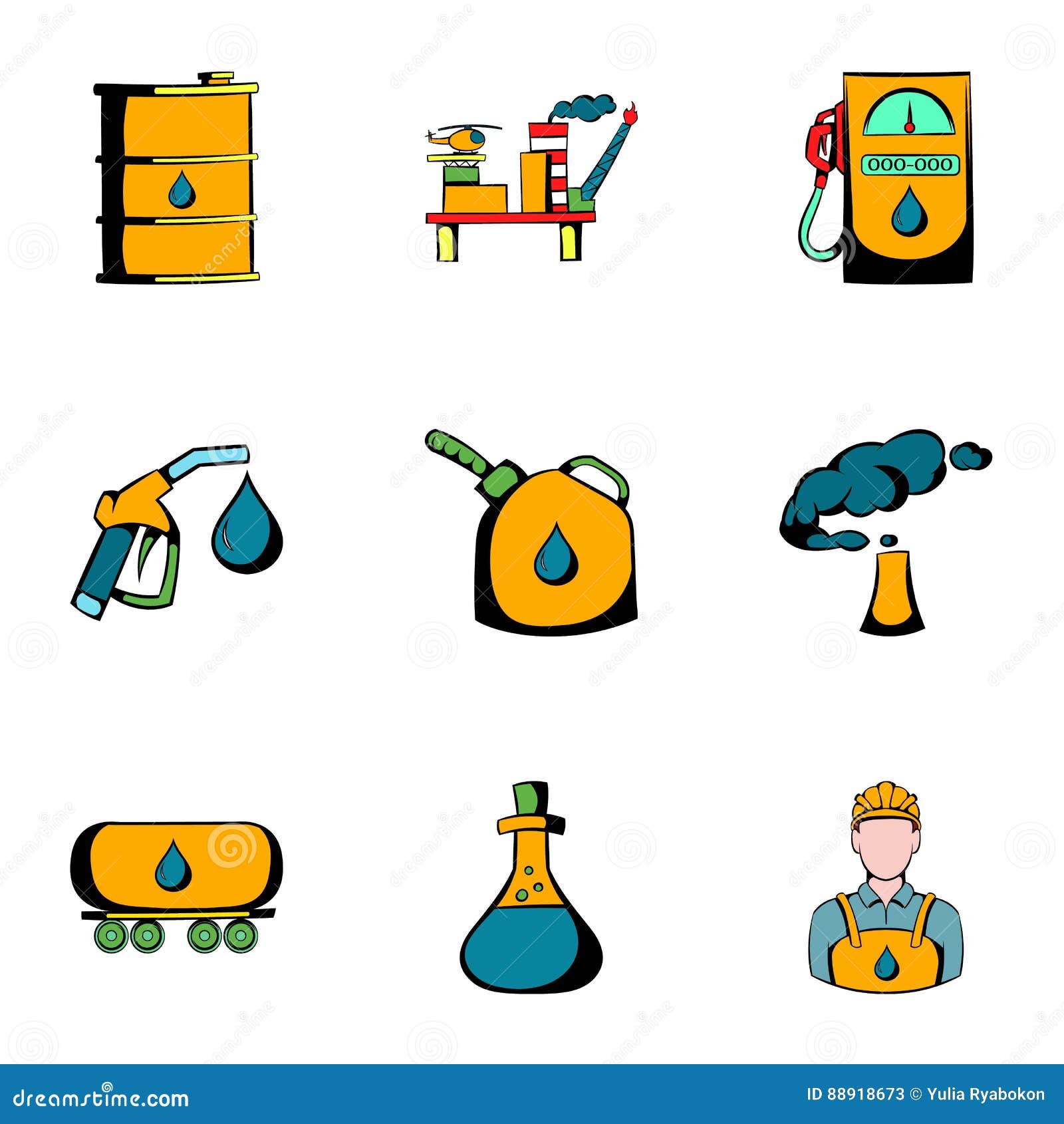 Petrol Icons Set, Cartoon Style Stock Vector - Illustration of cartoon ...
