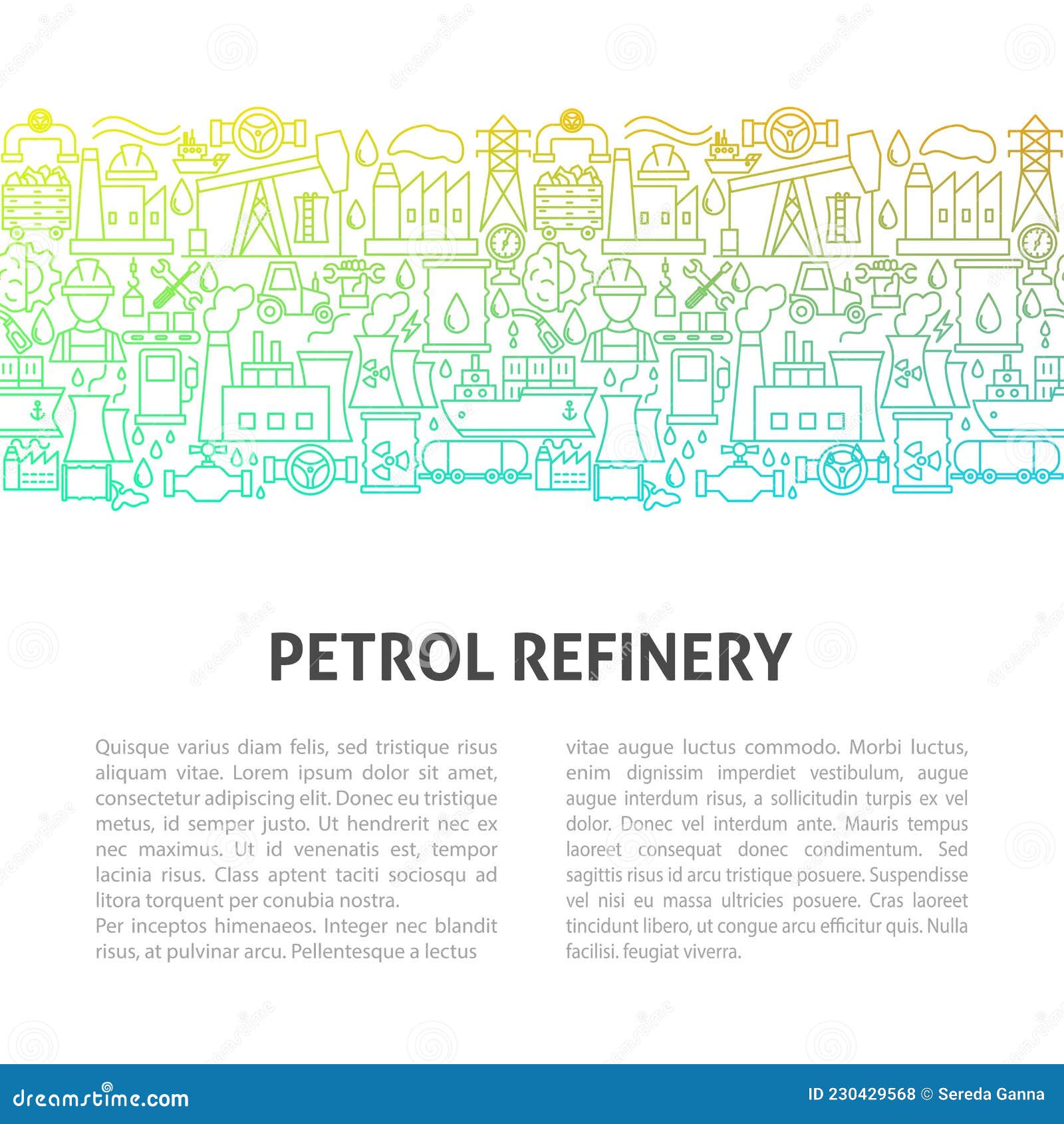 Petrol Refinery Line Template Stock Vector - Illustration of mining ...