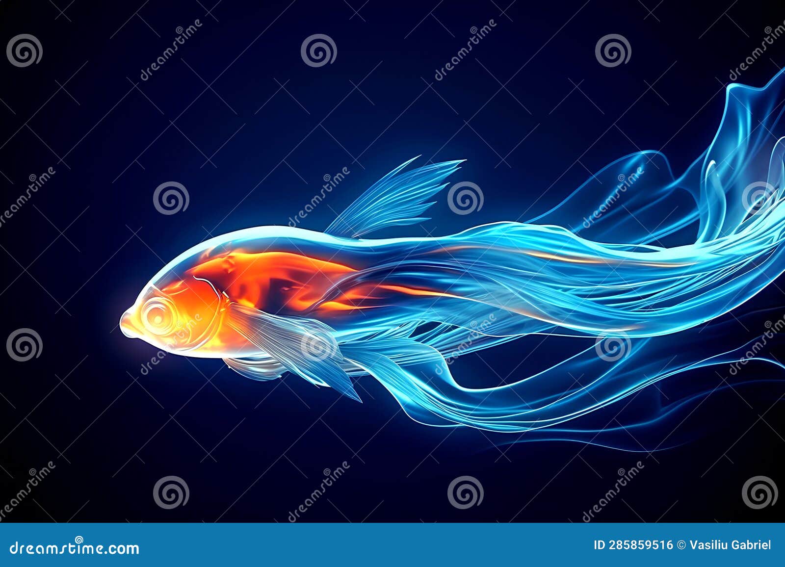 Petrol Silicone Abstract Fish, Glow Loop, Transparent, Soft Light Stock ...
